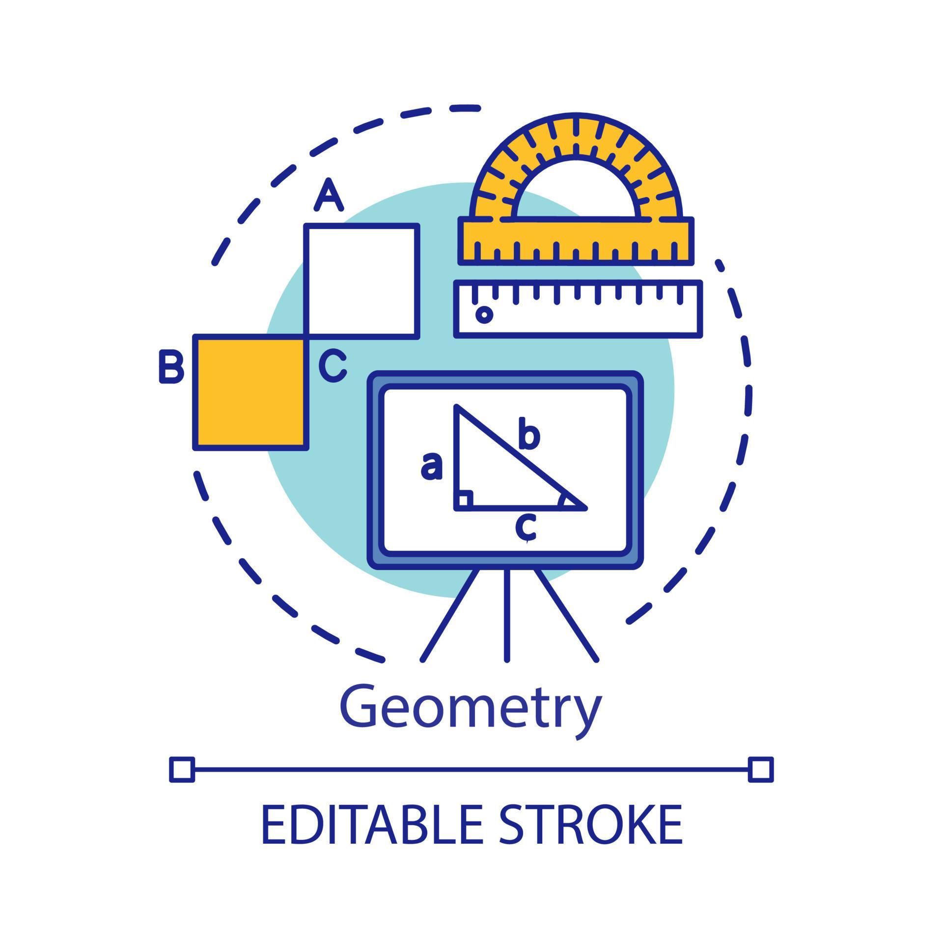 Geometry course concept icon. Geometrical shapes, triangle on ...