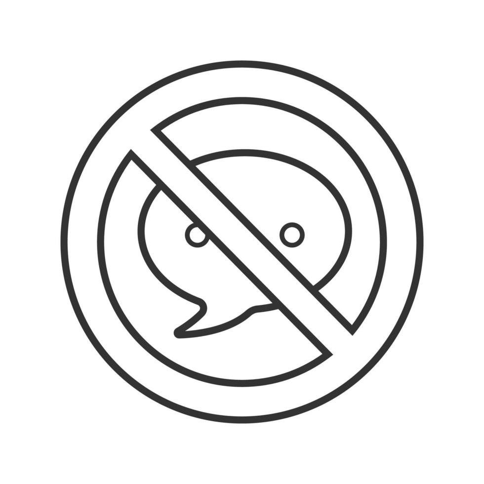 Forbidden sign with speech bubble linear icon. Thin line illustration ...
