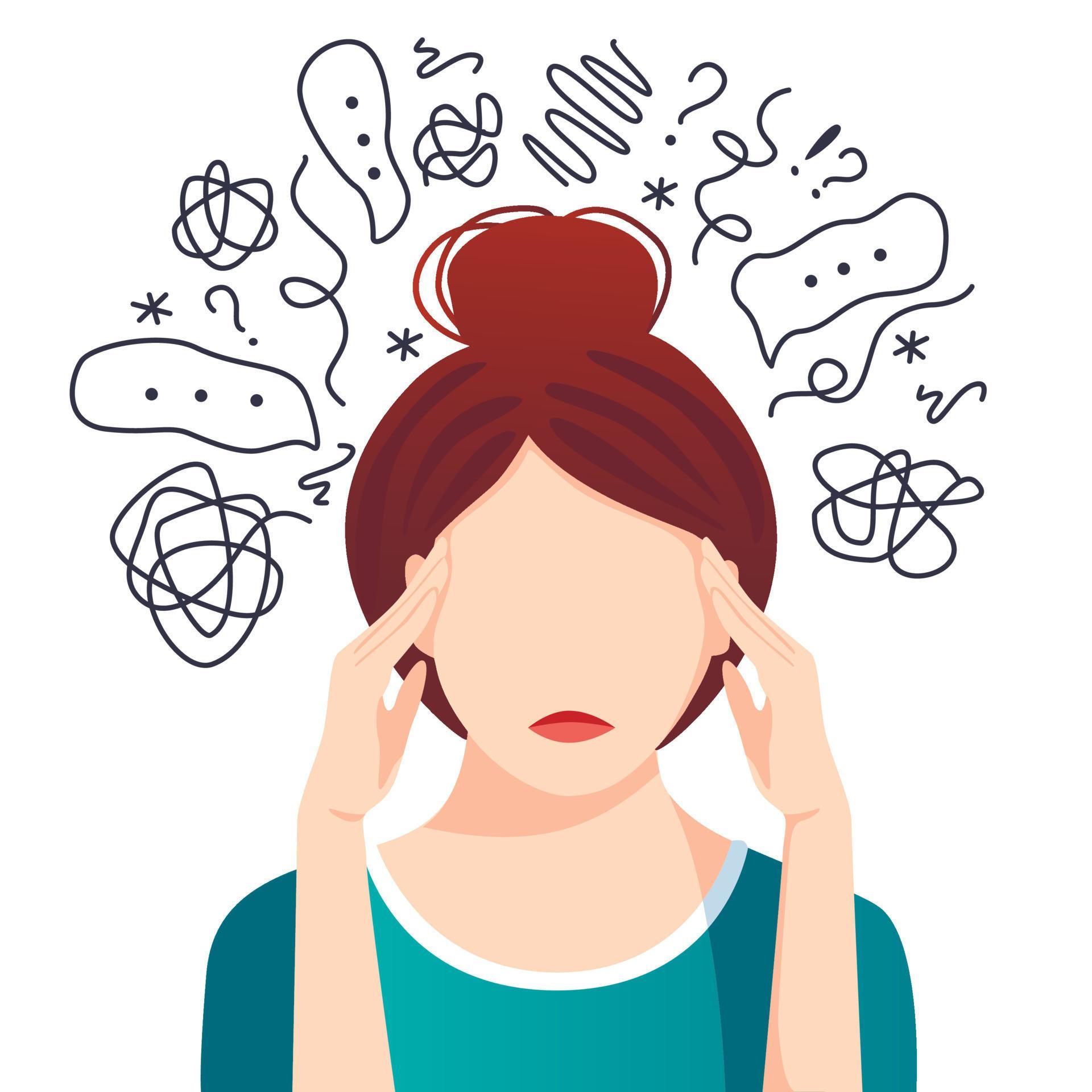 Anxiety, depression, stress, headache. Dizziness, sad and anxious ... Anxiety, depression, stress, headache. Dizziness, sad and anxious ...