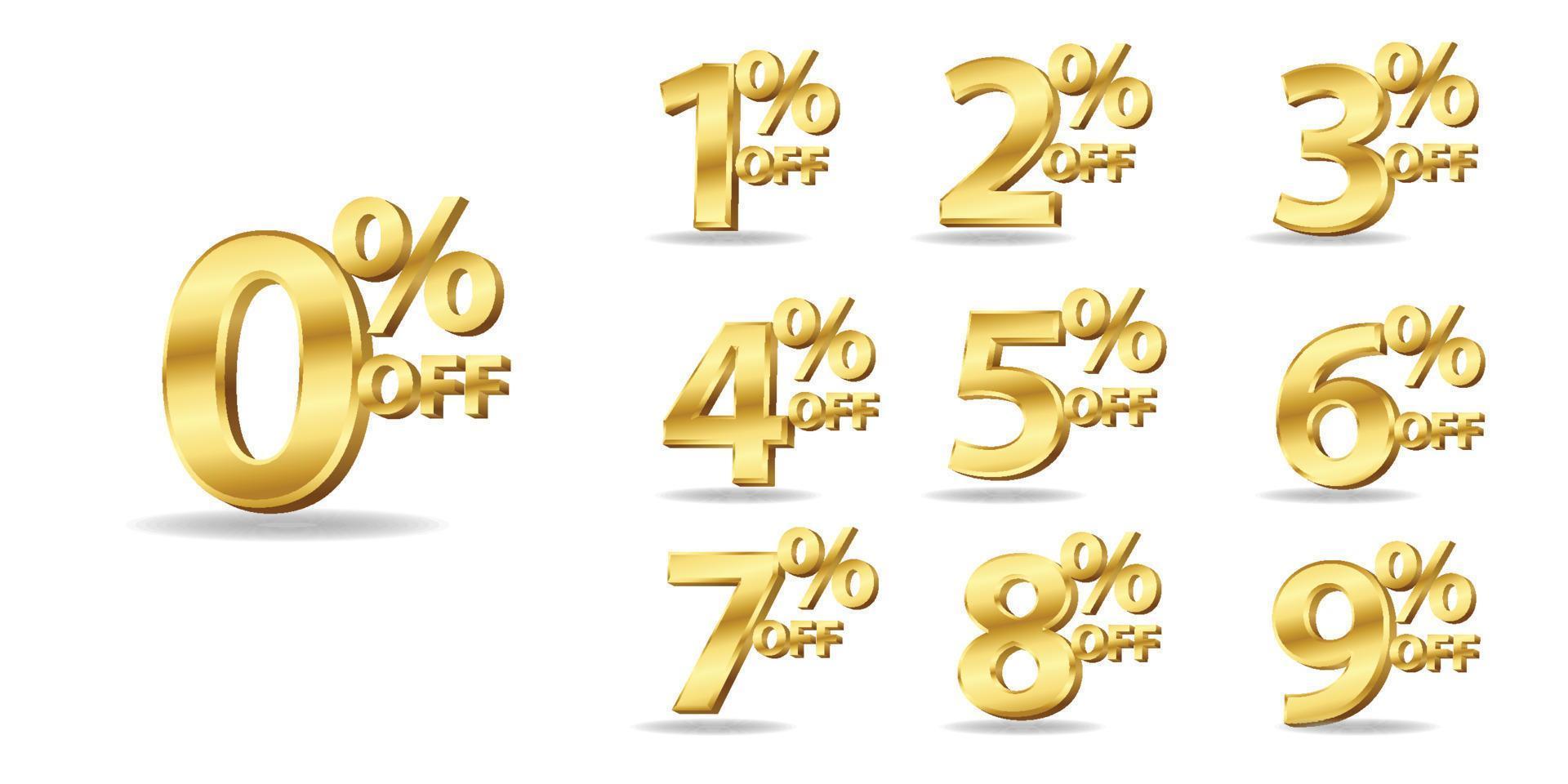 Collection Of Shiny Gold Discount Numbers Advertising Premium Vector