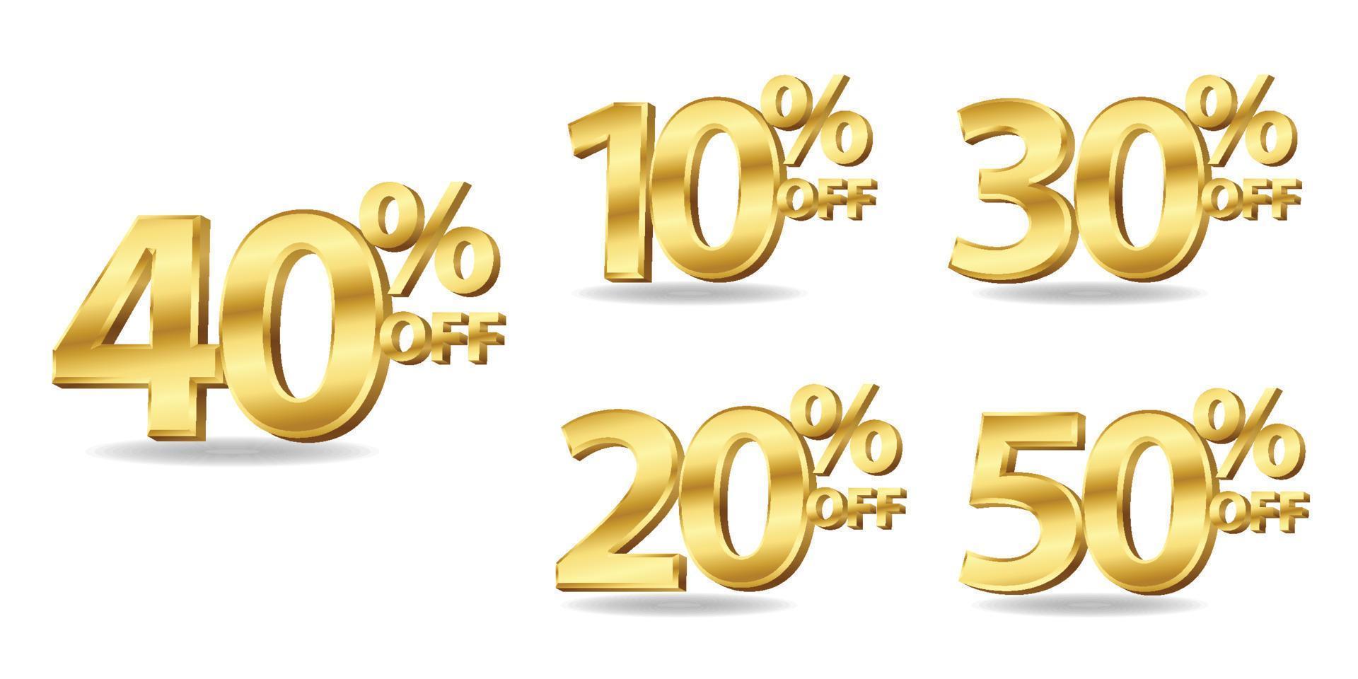 Collection Of Shiny Gold Discount Numbers Advertising Premium Vector