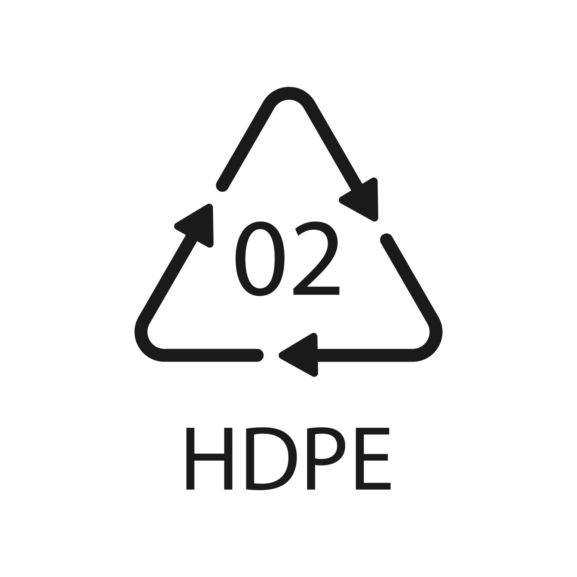 HDPE 02 recycling code symbol. Plastic recycling vector polyethylene ... HDPE 02 recycling code symbol. Plastic recycling vector polyethylene ...