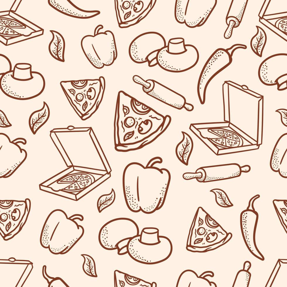 hand drawn seamless pizza pattern and ingredients in vintage style ... hand drawn seamless pizza pattern and ingredients in vintage style ...