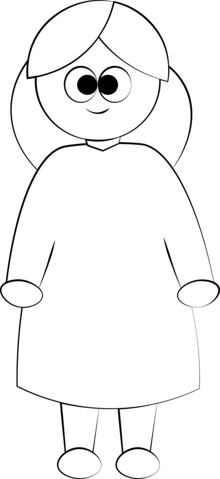 linda chica de dibujos animados. dibujar ilustraciones en blanco y ...