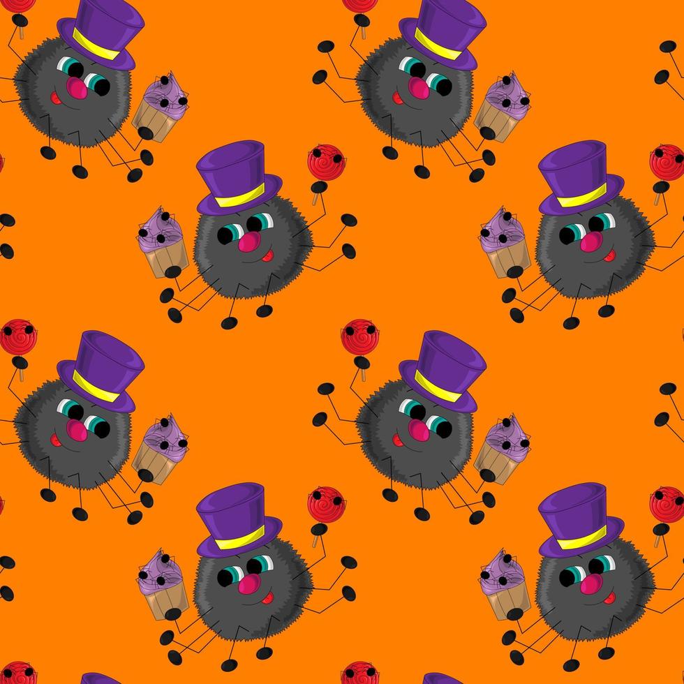 Seamless vector pattern with spider and sweets 7507579 Vector Art at ...