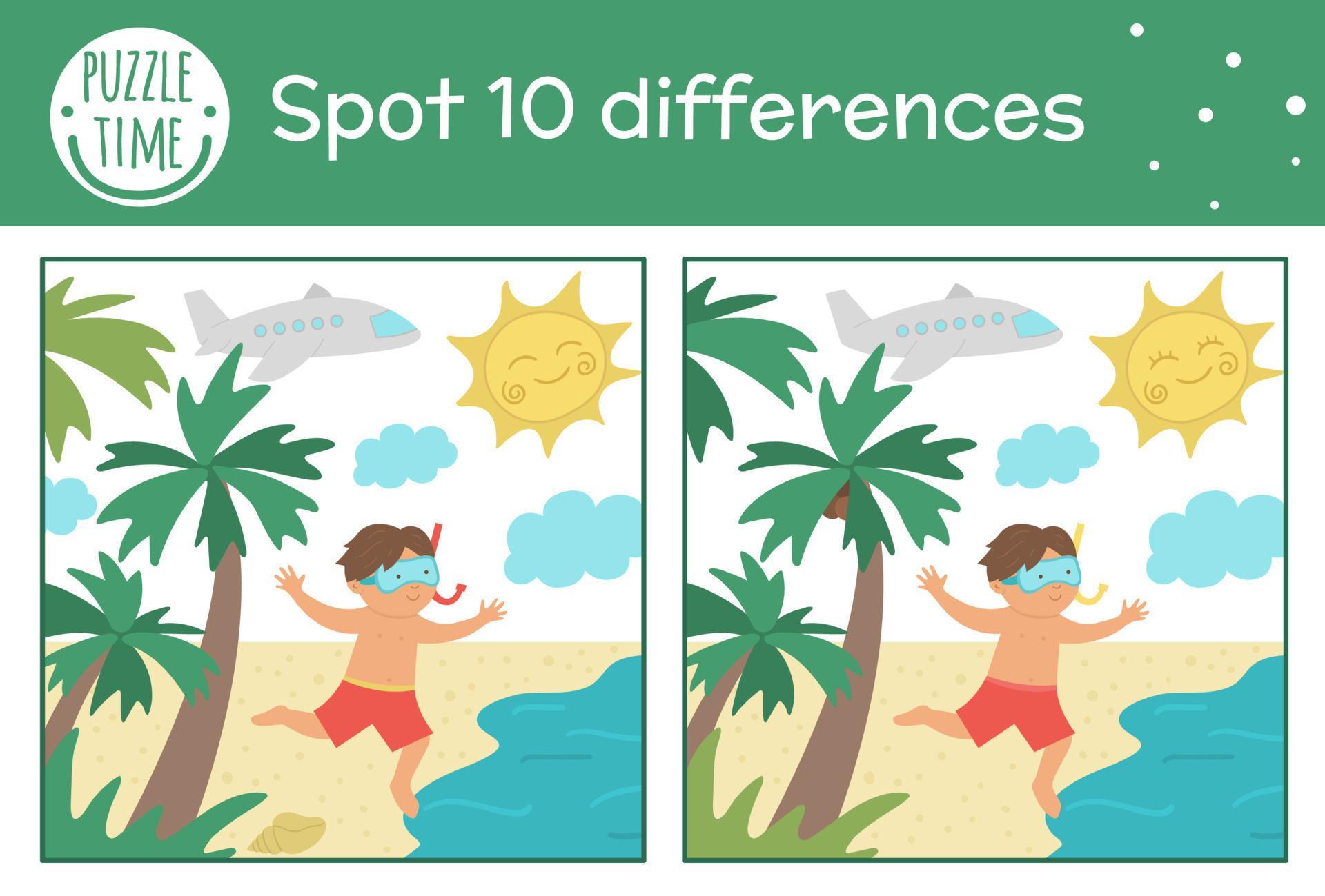 Summer Find Differences Game For Children Beach Holiday Preschool summer-find-differences-game-for-children-beach-holiday-preschool