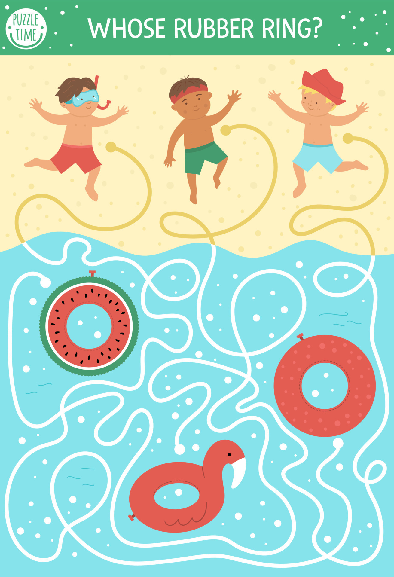 Summer maze for children. Preschool beach holidays activity. Funny ...
