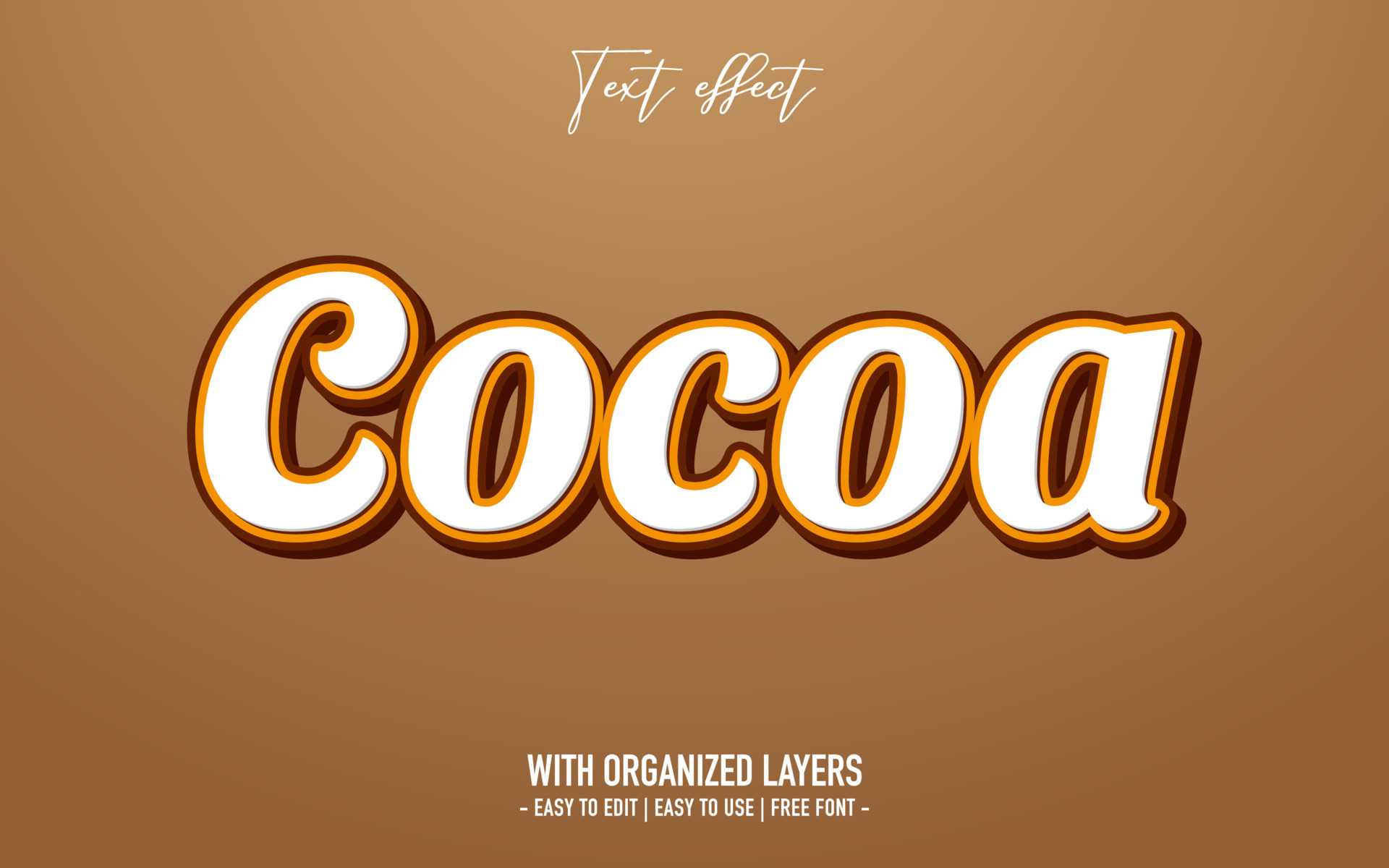 cocoa text effect in 3d style 7511497 Vector Art at Vecteezy