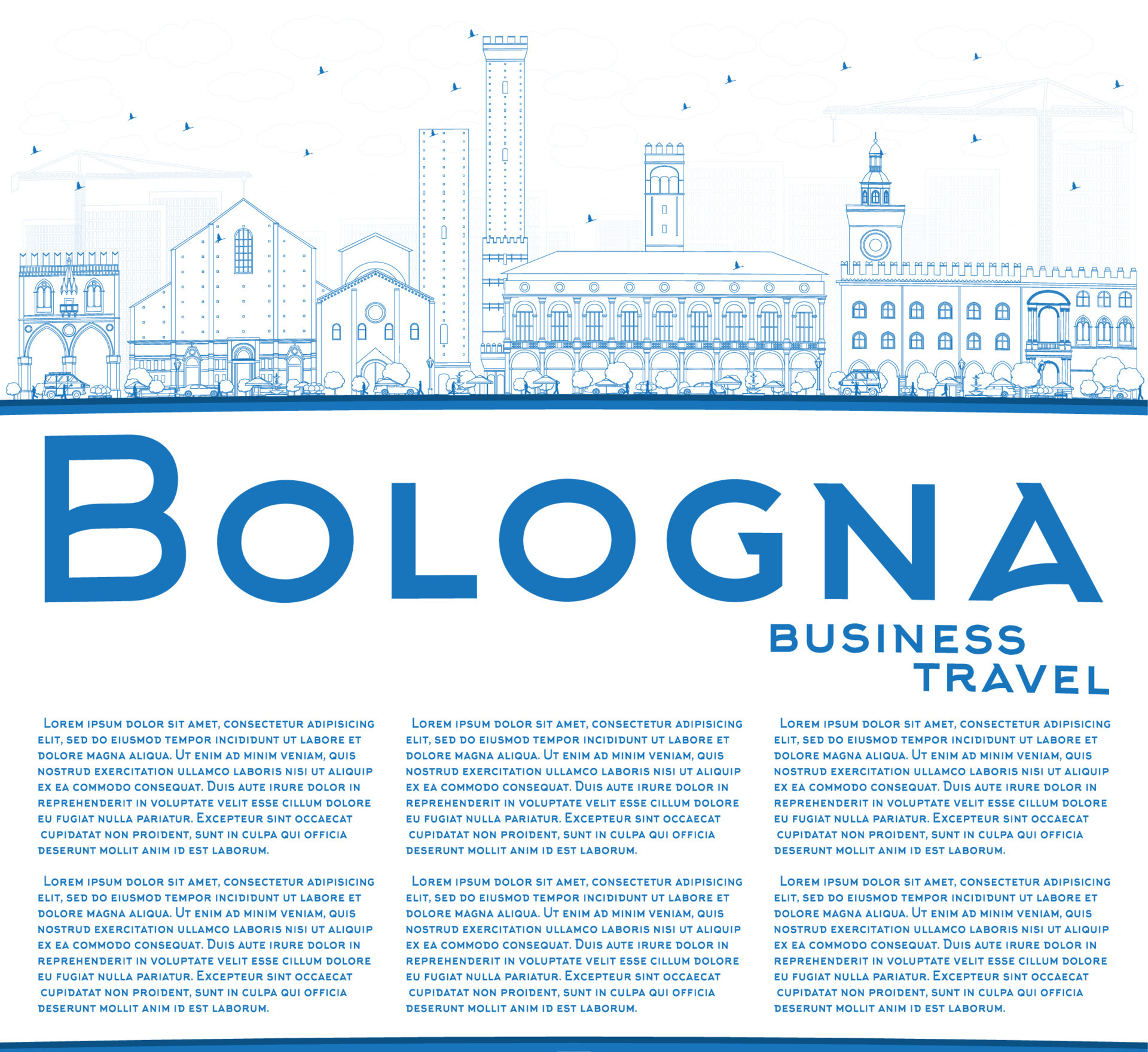 Outline Bologna Skyline with Blue Landmarks and Copy Space. 7520446 ...