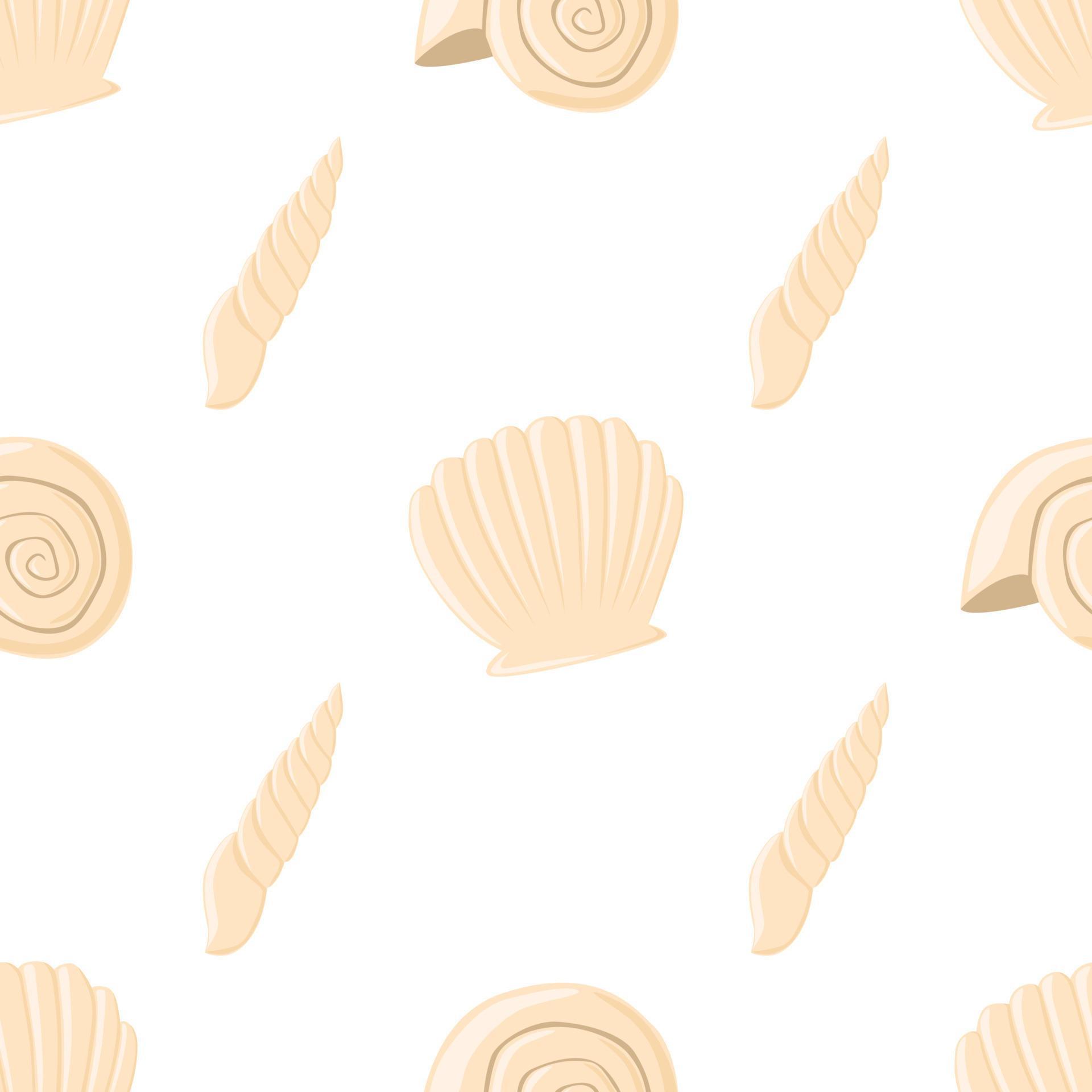 Empty seashell flat vector seamless pattern background. 7523446 Vector ...