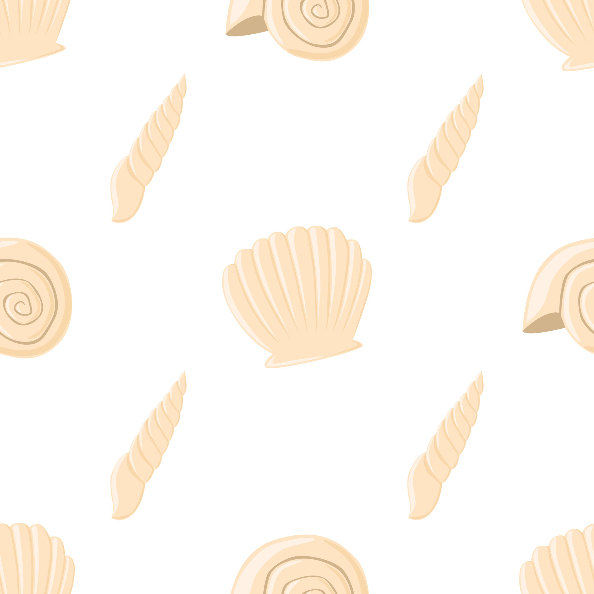Empty seashell flat vector seamless pattern background. 7523446 Vector ...