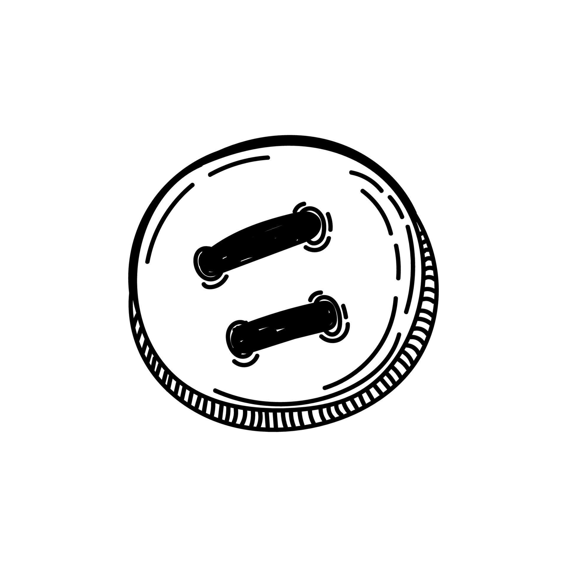 A button, hand-drawn doodle in sketch style. Sewn button. Handmade ...