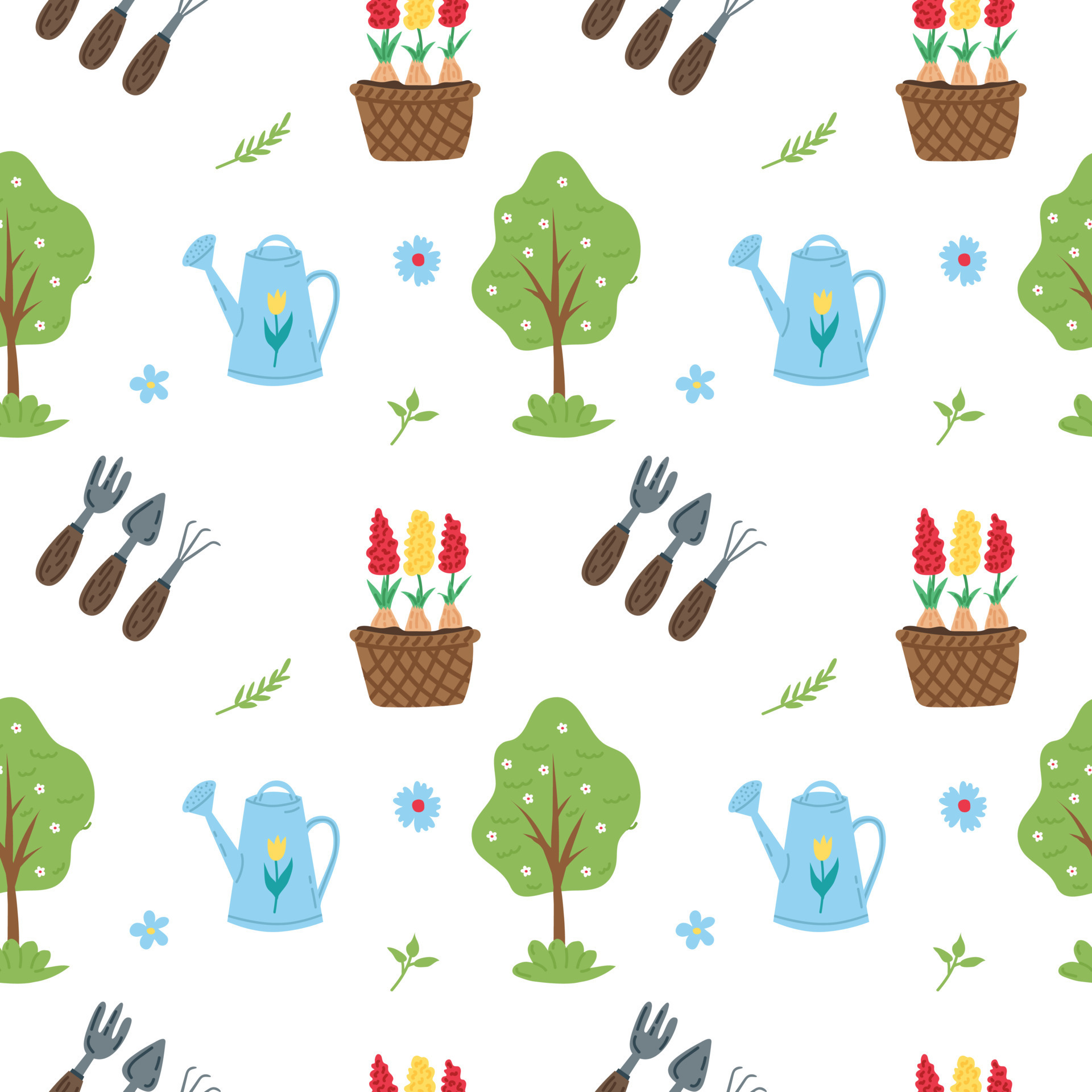 Spring seamless pattern. Flat vector illustration 7523830 Vector Art at ...