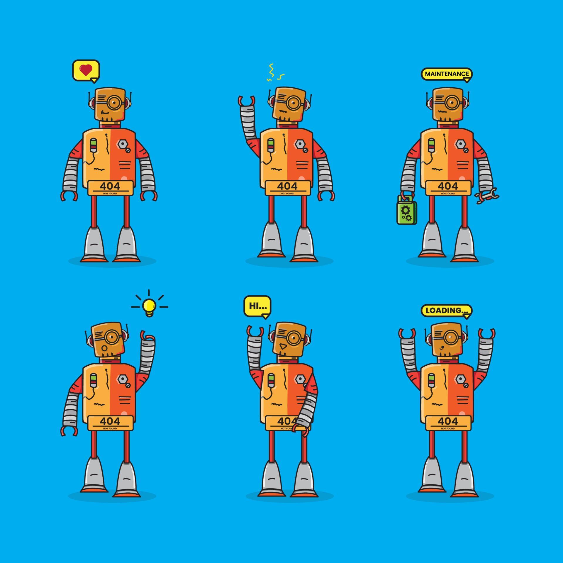 Vector bundle of various cute robot error expressions, perfect for ...