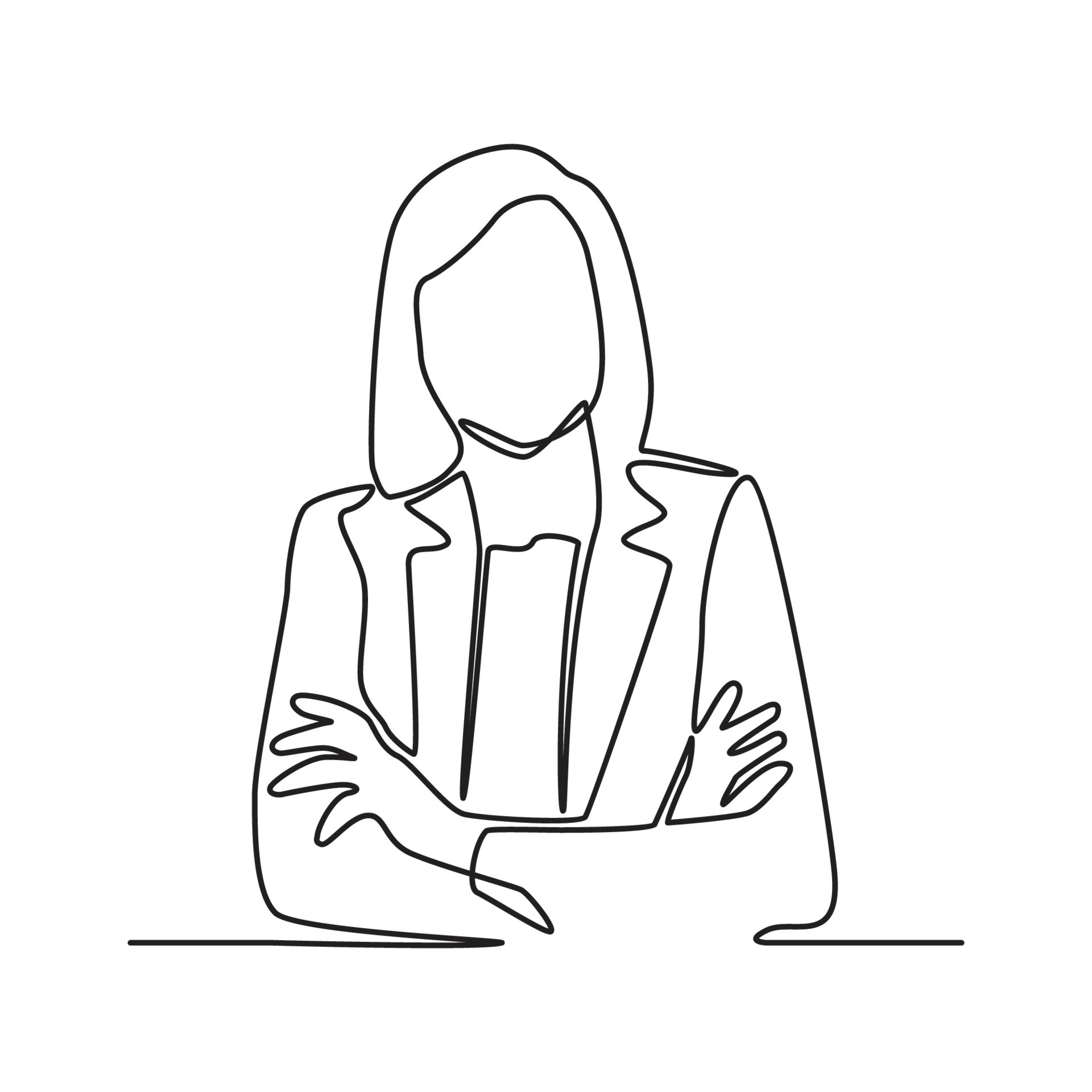 Business Woman Office Work Employee Concept Continuous Line Drawing