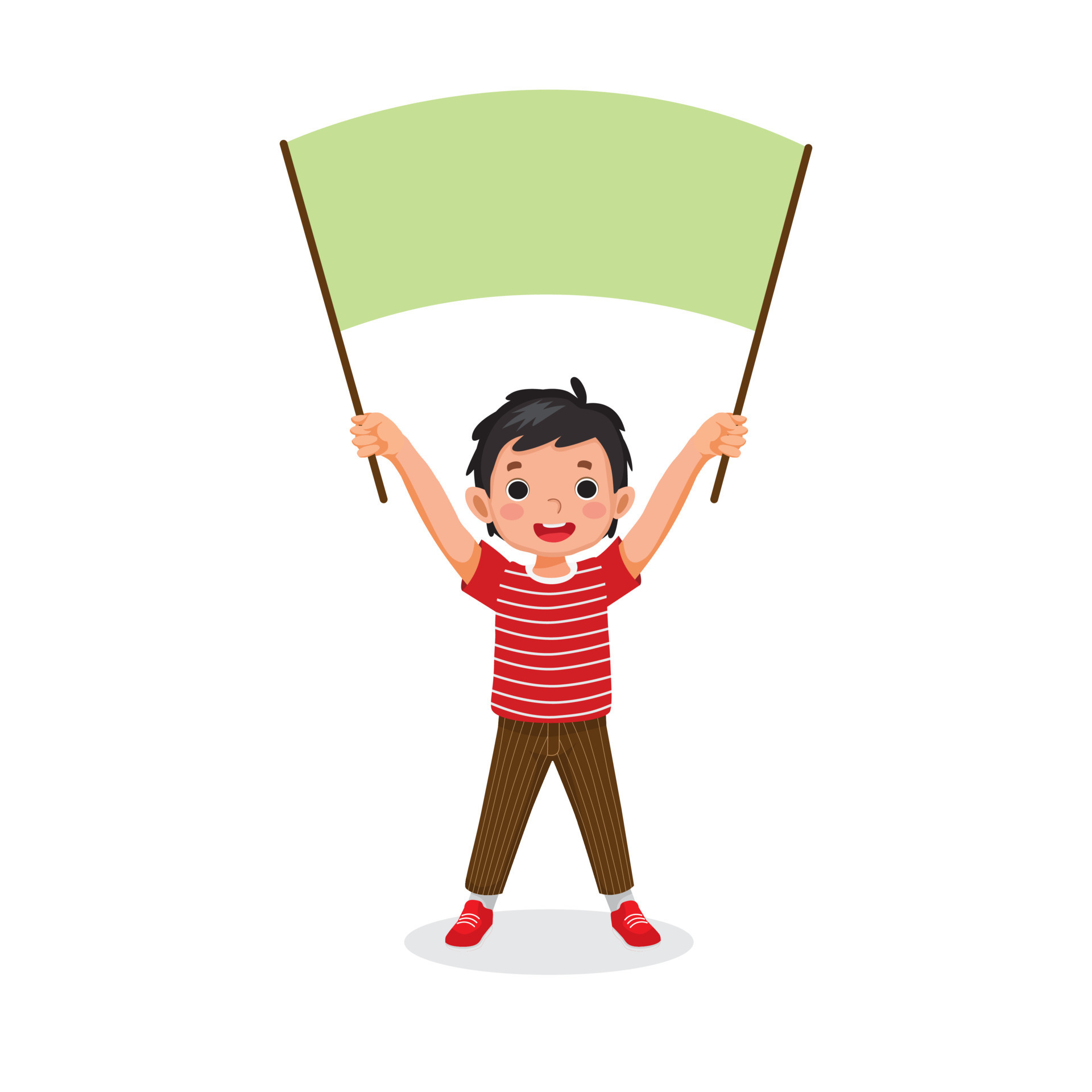 Cute Little Boy Holding Banner With Empty Space Templates For Text Cute Little Boy Holding Banner With Empty Space Templates For Text
