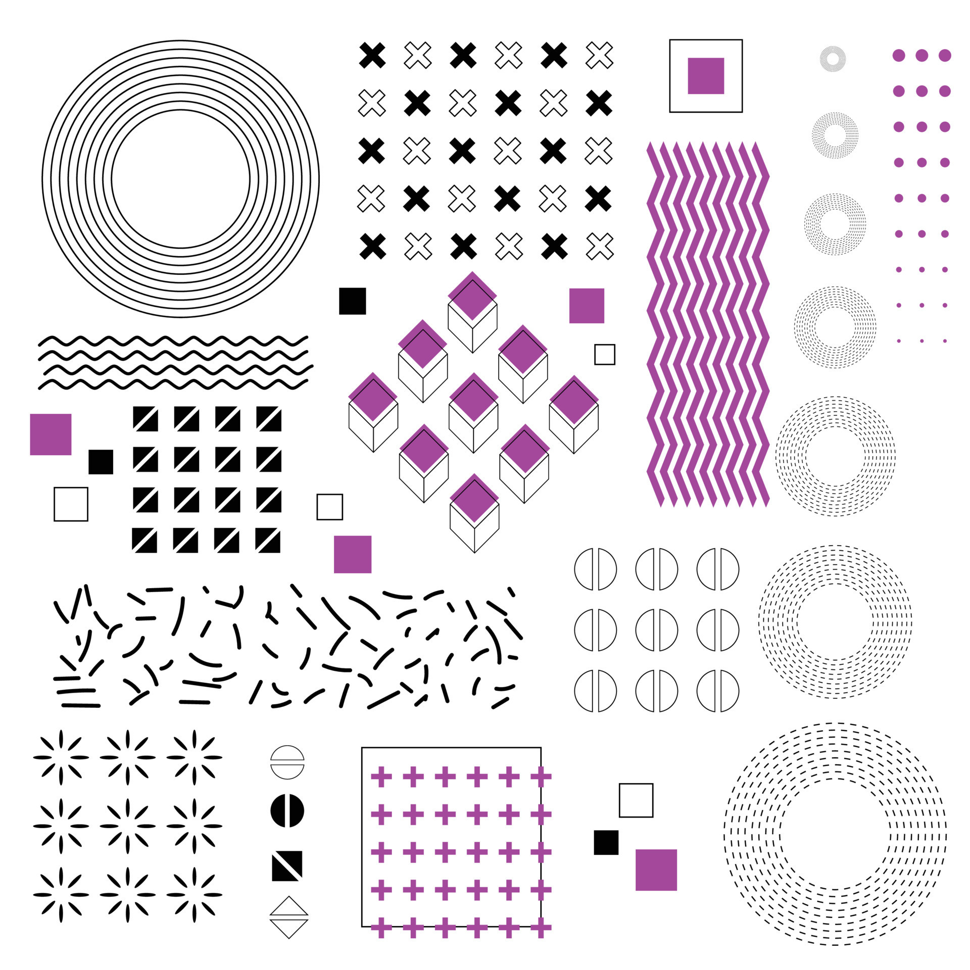 Set of vector geometric shapes. Abstract elements 7534039 Vector Art at ...