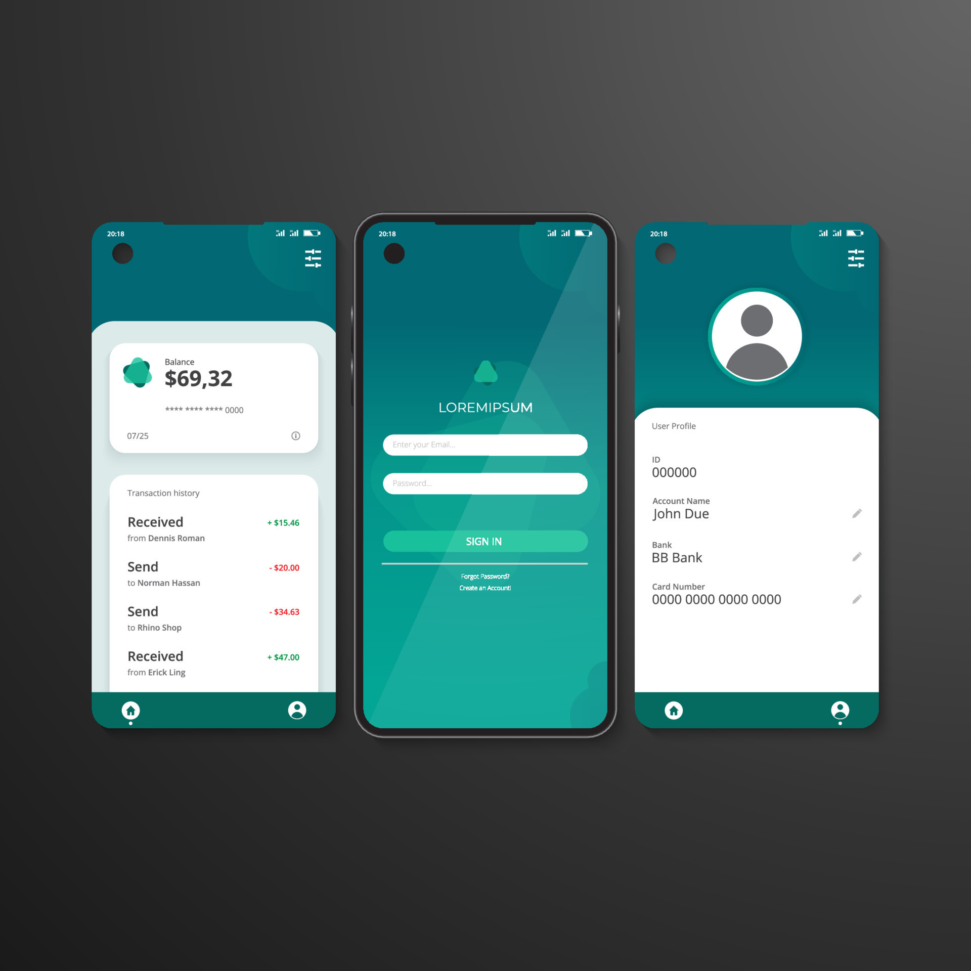 Smartphone Front View Mockup With Simple E Wallet Ui Design Concept 7535692 Vector Art At Vecteezy