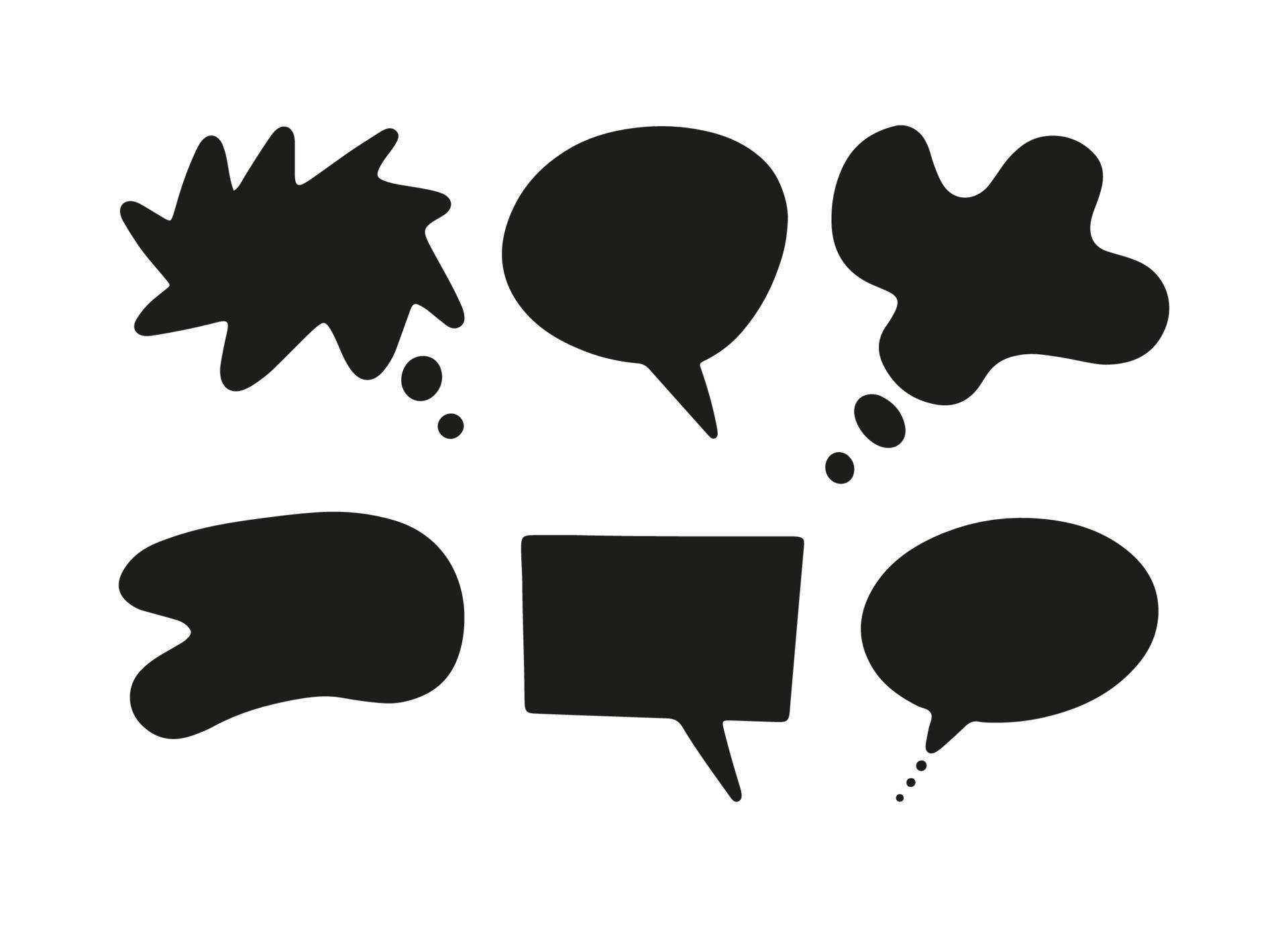 Speech, thought, speaking hand drawn text bubbles set. Talk clouds ...