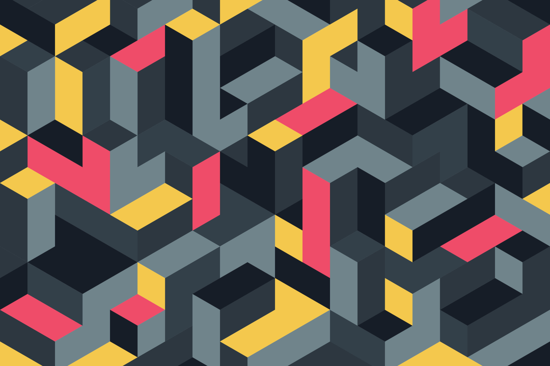 Colorful isometric geometric mosaic blocks vector graphics in vintage ...