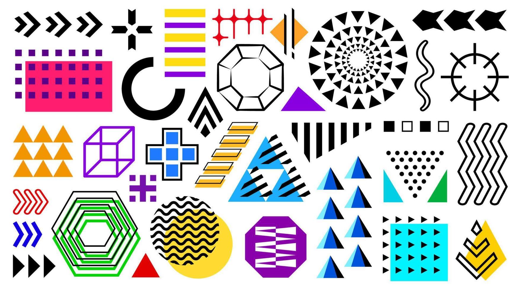 set of Memphis design elements. Abstract geometric vector shapes and ... set of Memphis design elements. Abstract geometric vector shapes and ...