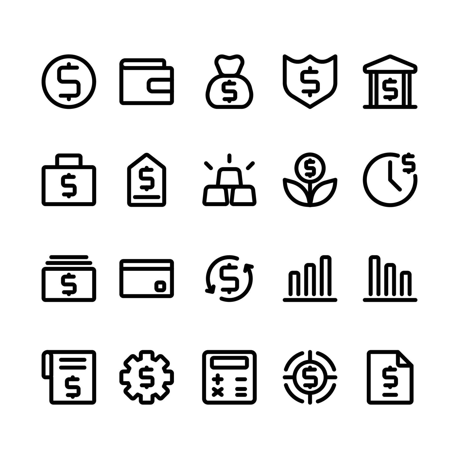 this is a collection of financial icons 7552902 Vector Art at Vecteezy