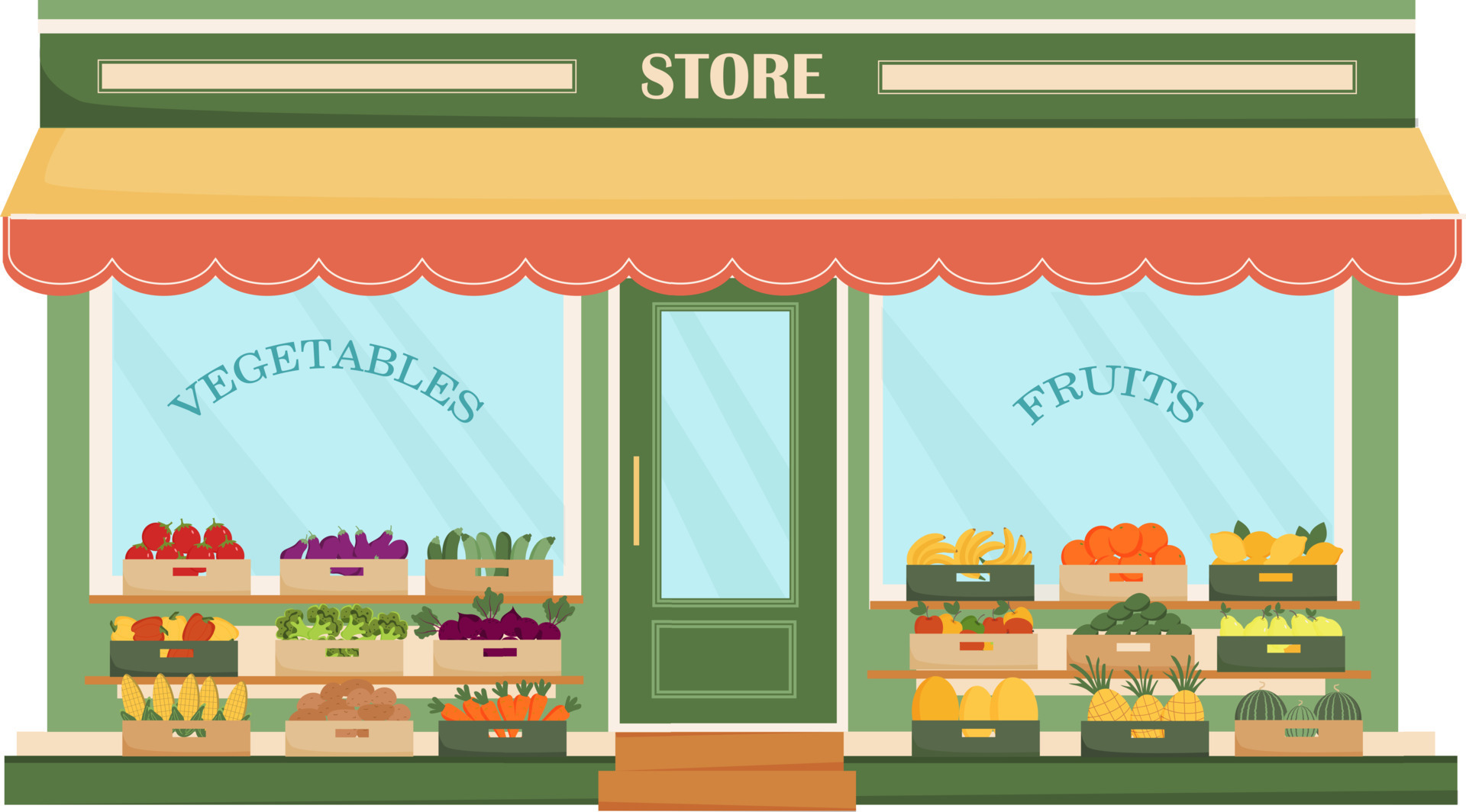 Cartoon Fruit And Veg Shop At Lucinda Mccathie Blog