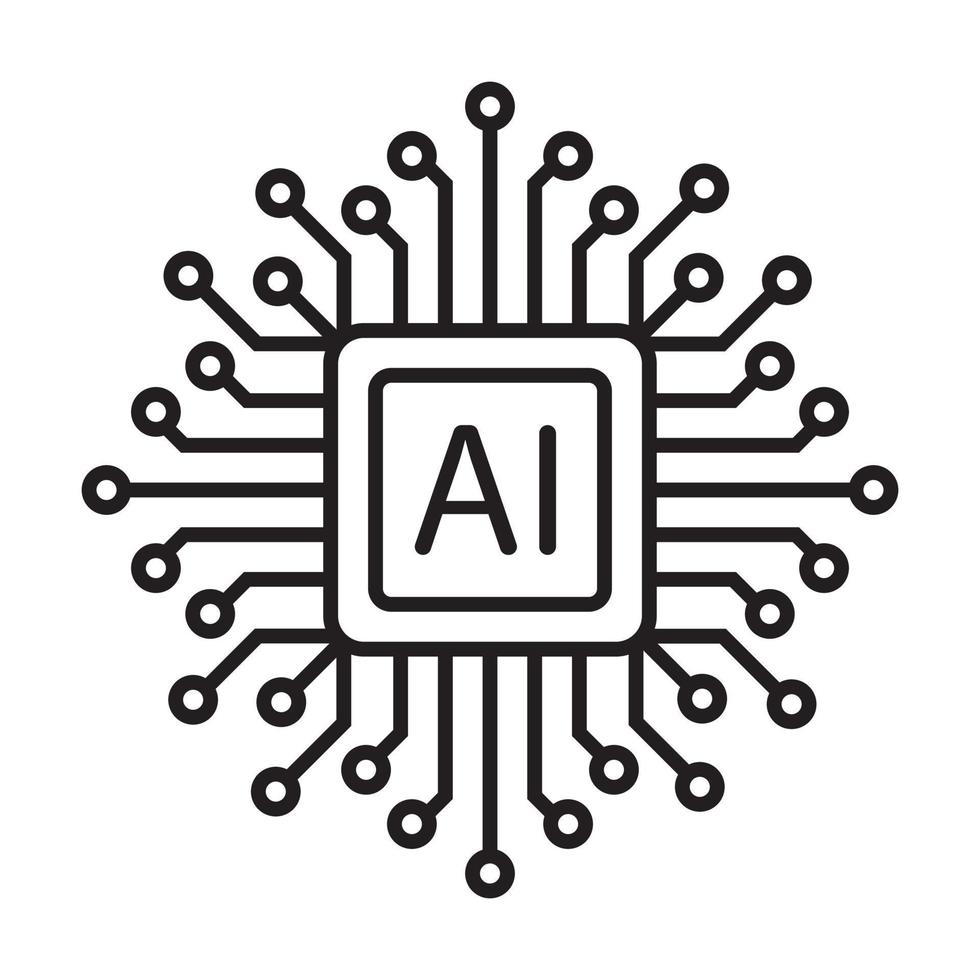 Artificial intelligence AI processor chip vector icon symbol for graphic design, logo, web site ...