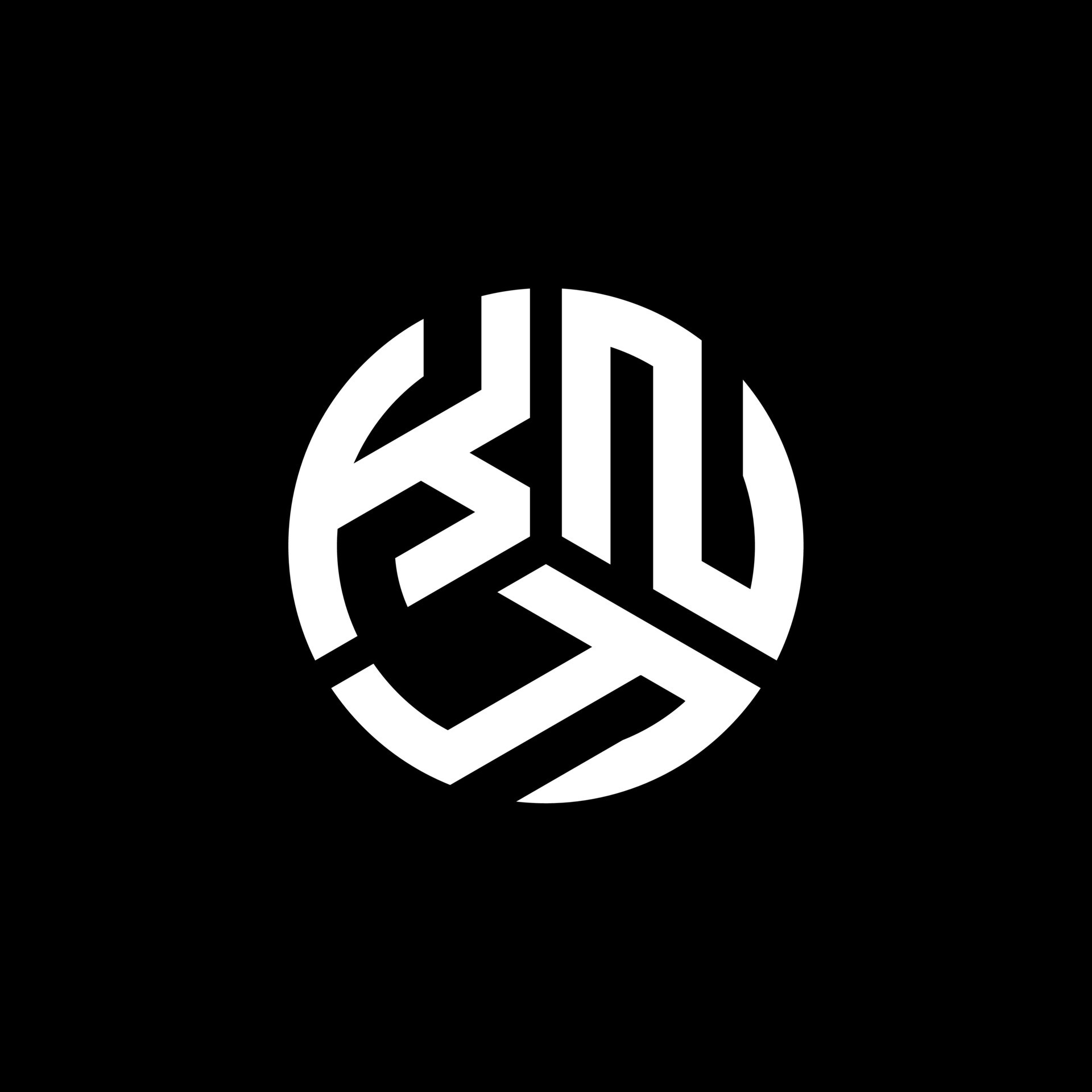 Kny Letter Logo Design On Black Background Kny Creative Initials