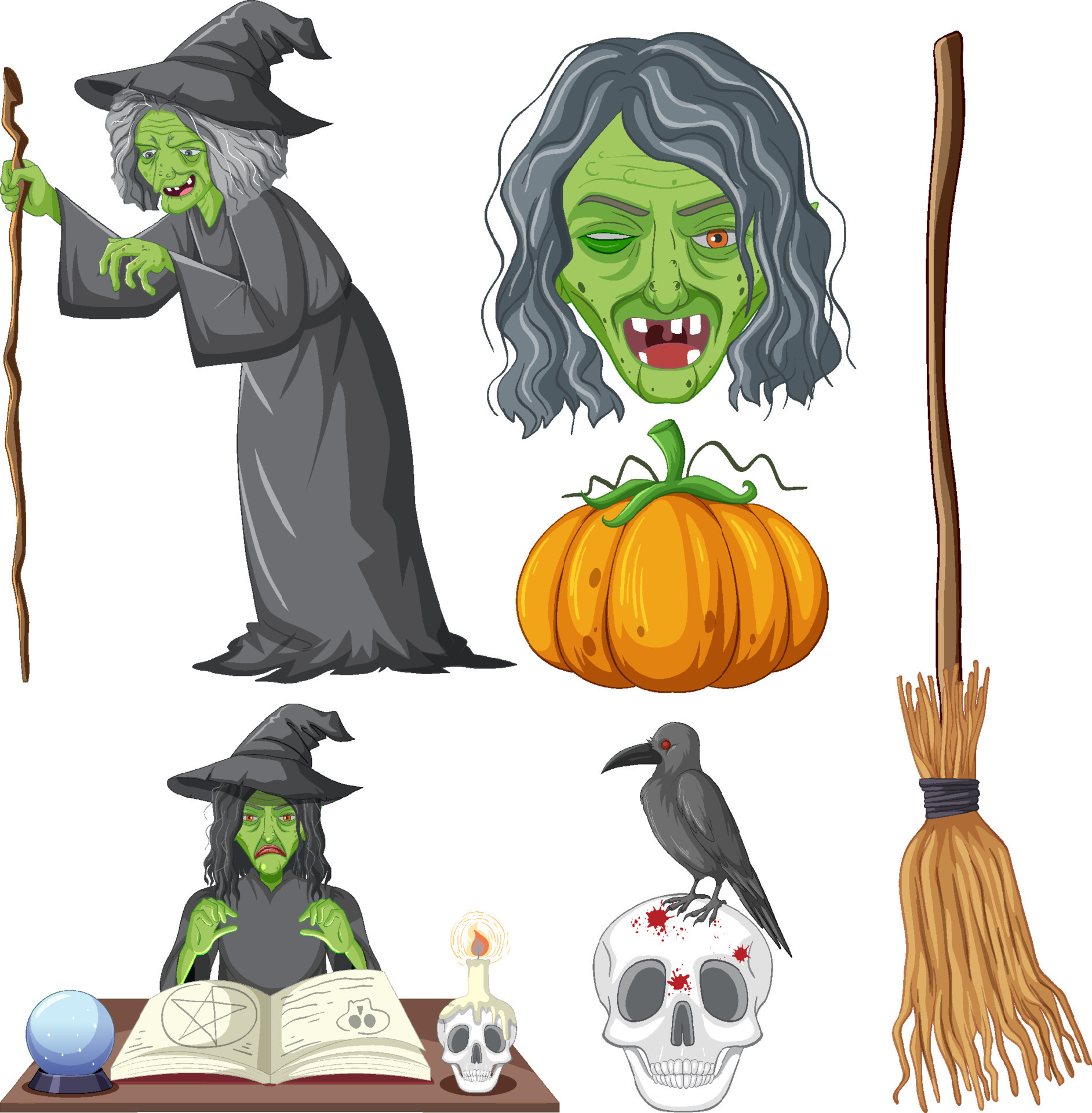 Halloween Theme With Witch And Pumpkin 7562529 Vector Art At Vecteezy
