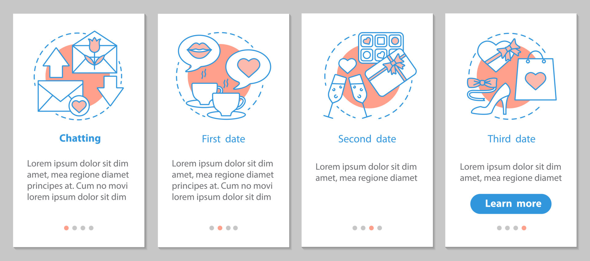 Online Dating Onboarding Mobile App Page Screen With Linear Concepts