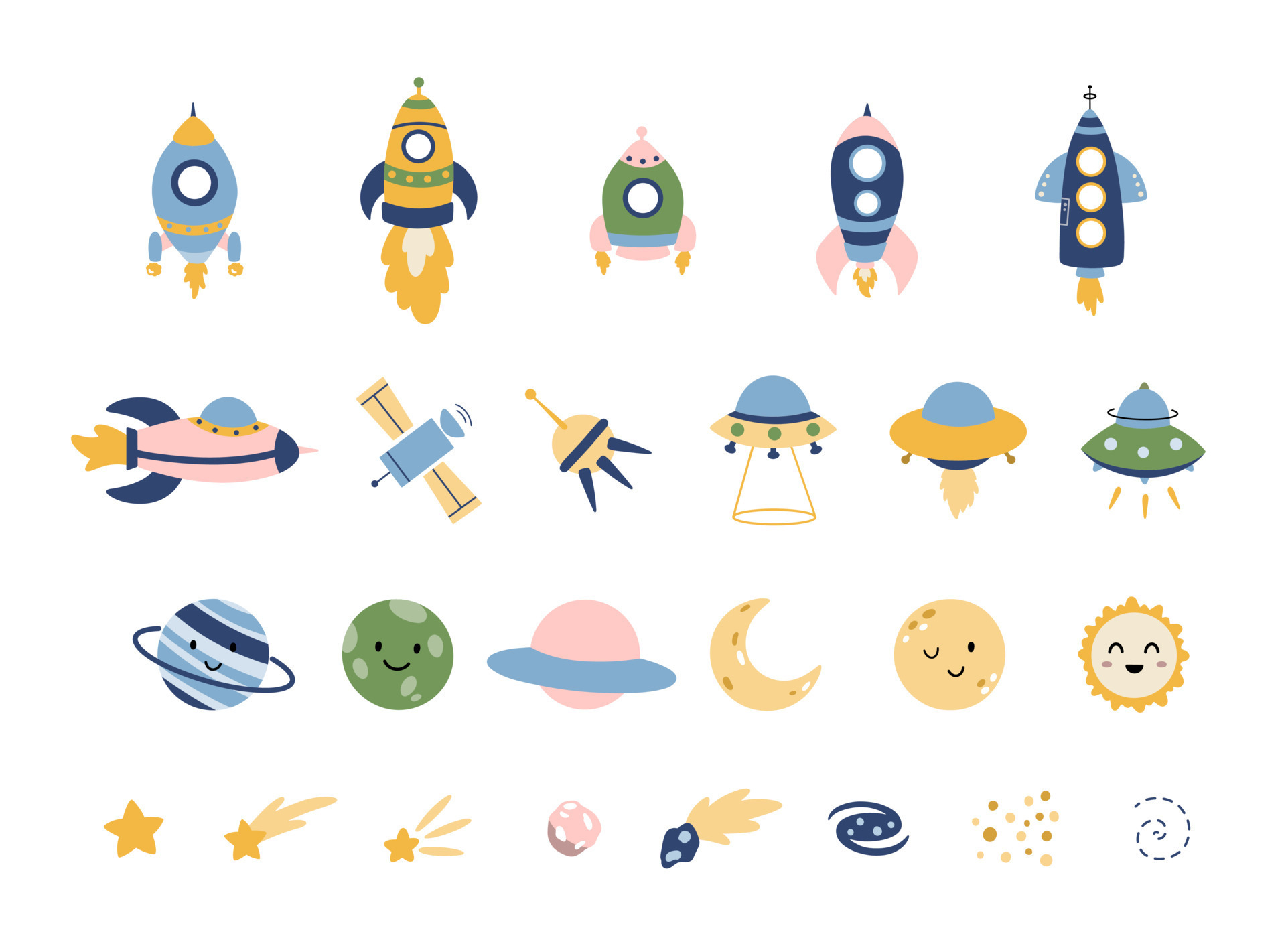 Spaceships vector set 7571426 Vector Art at Vecteezy