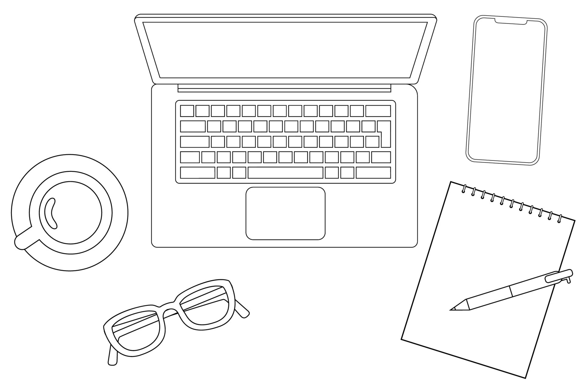 Work desk top view outline 7573280 Vector Art at Vecteezy Work desk top view outline 7573280 Vector Art at Vecteezy