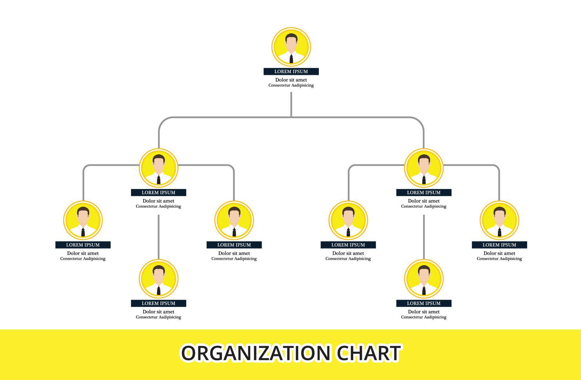 Organization Chart Infographics with People Icon and Abstract Line ...
