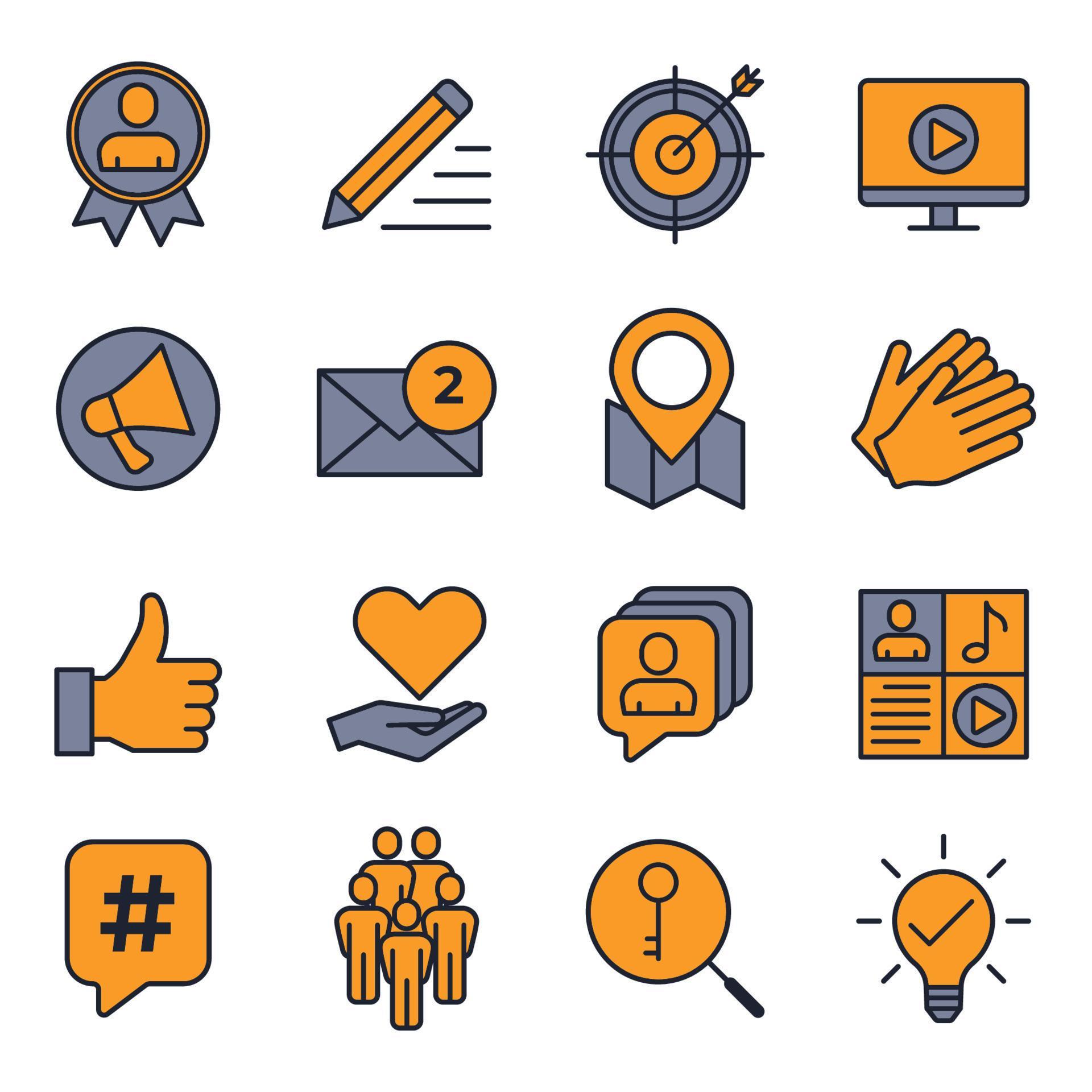 Blogger, blogging set icon symbol template for graphic and web design ...