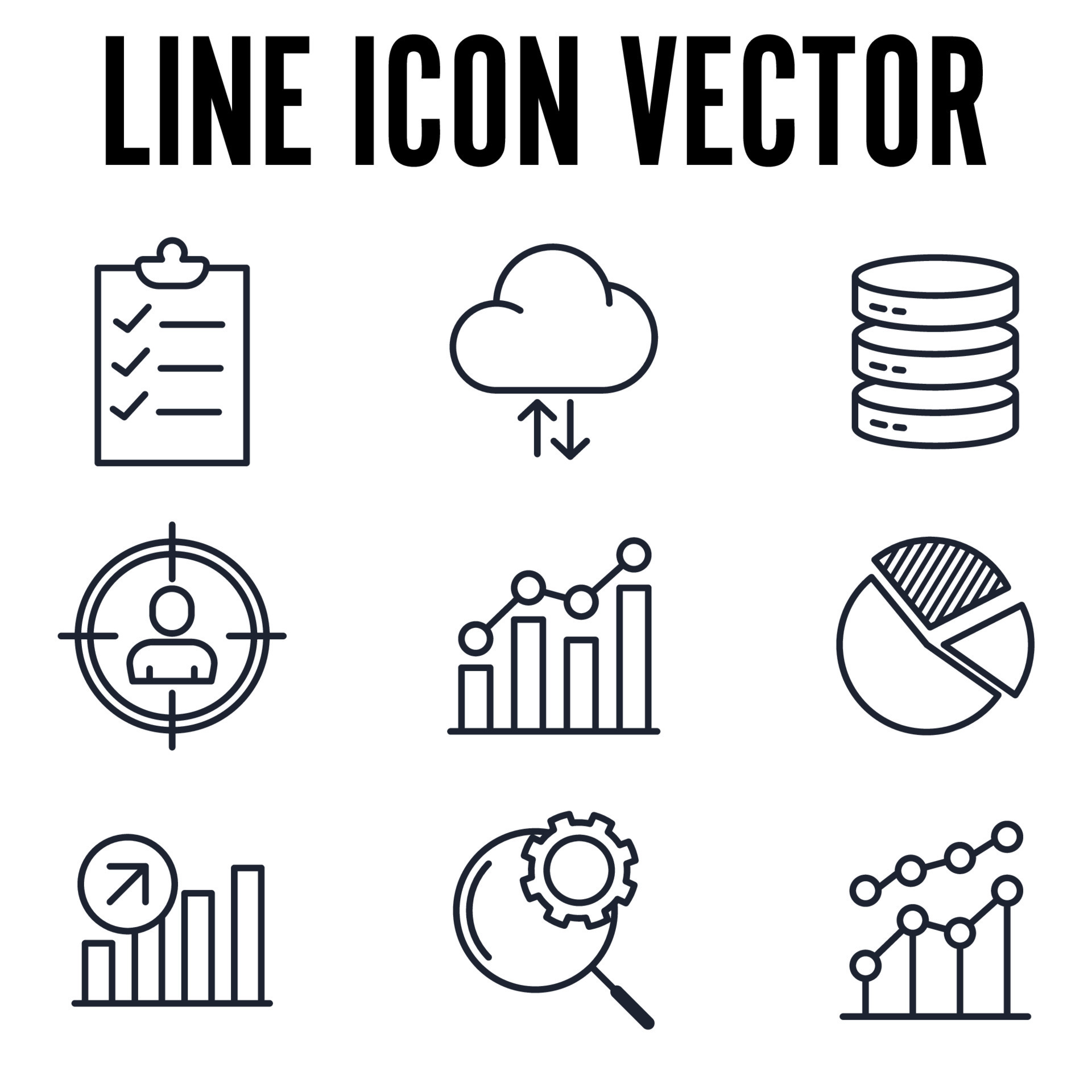 Data Analysis Set Icon Symbol Template For Graphic And Web Design