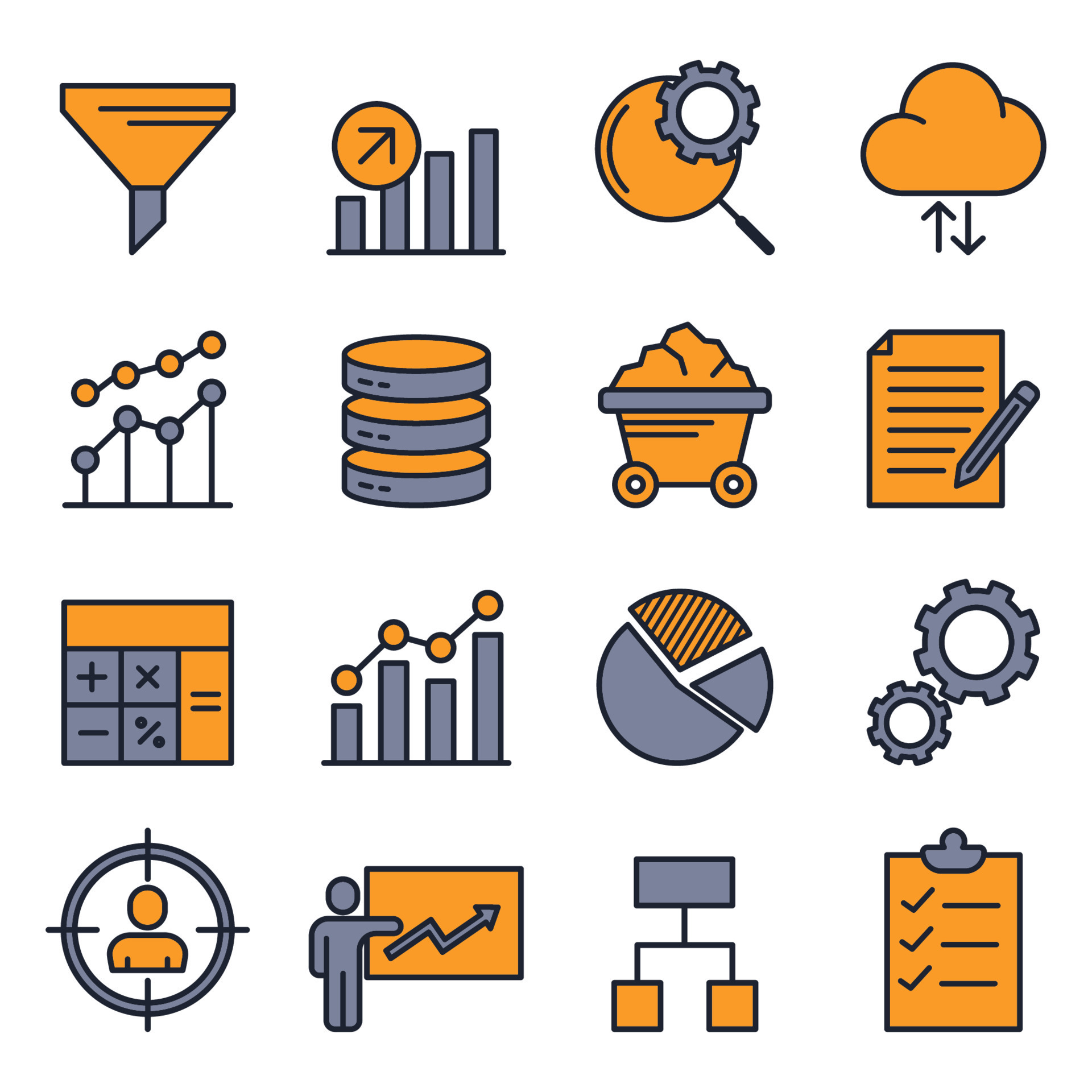 Data Analysis Set Icon Symbol Template For Graphic And Web Design Collection Logo Vector