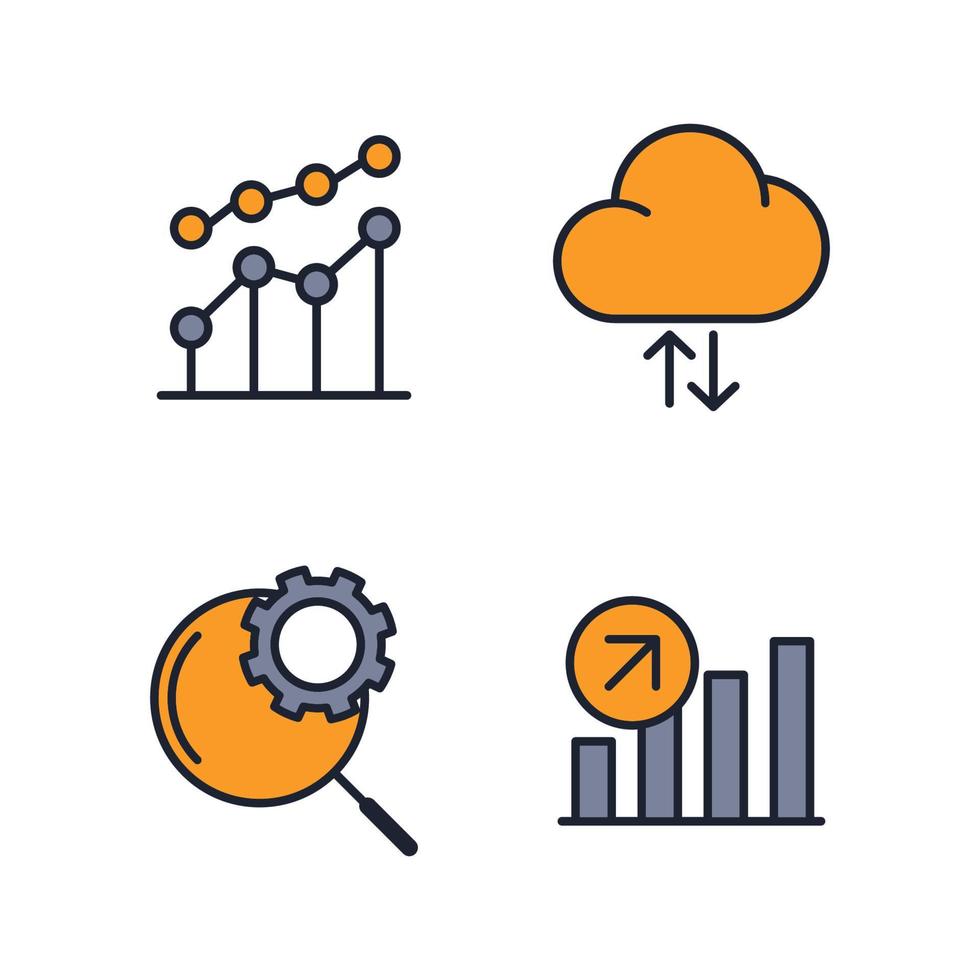 Data Analysis Set Icon Symbol Template For Graphic And Web Design