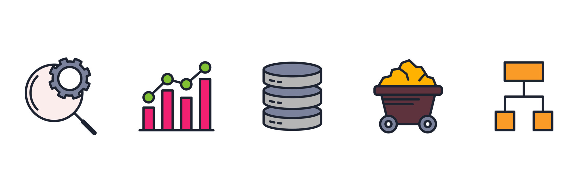 Data Analysis Set Icon Symbol Template For Graphic And Web Design