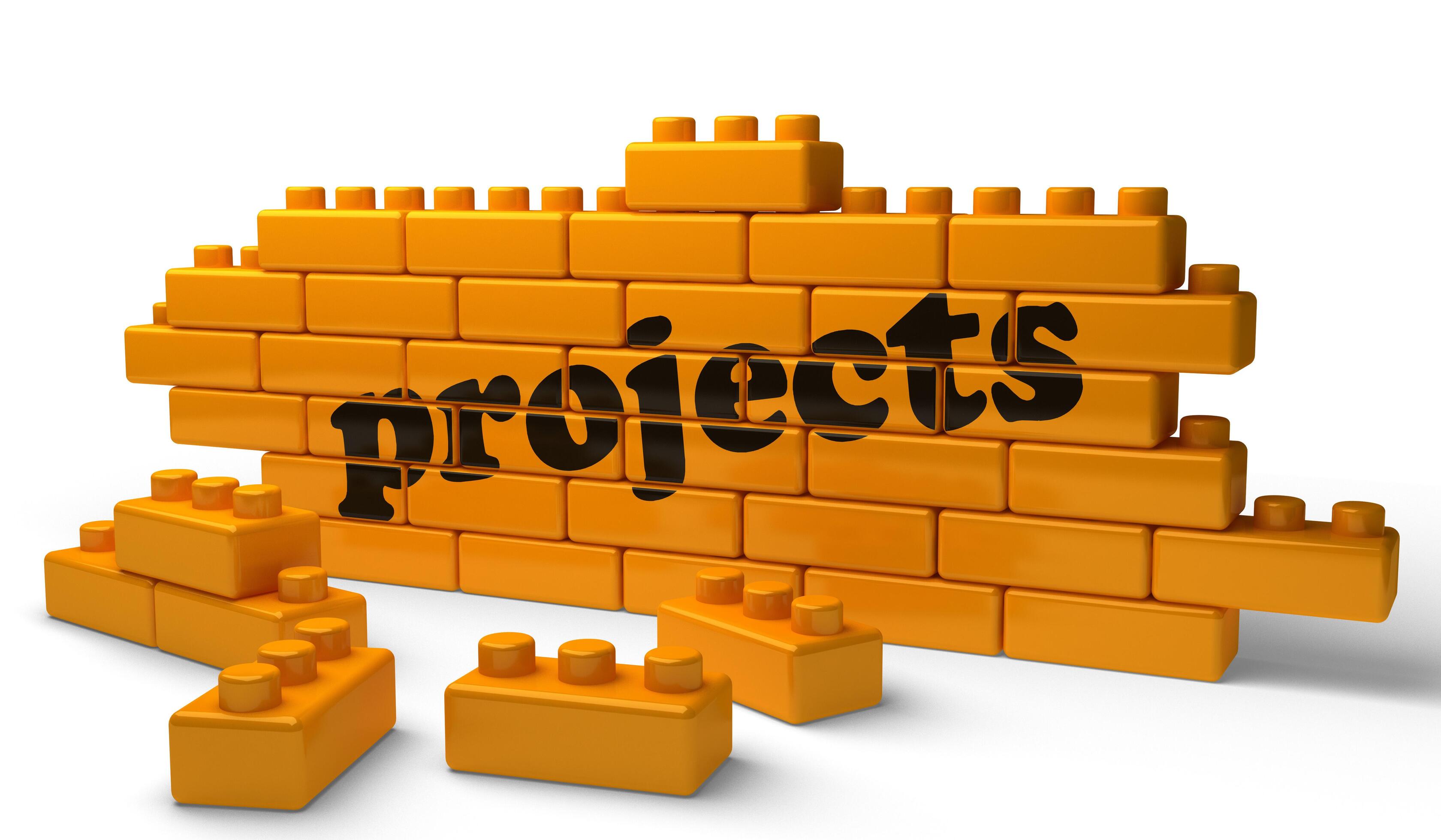 projects word on yellow brick wall 7601619 Stock Photo at Vecteezy