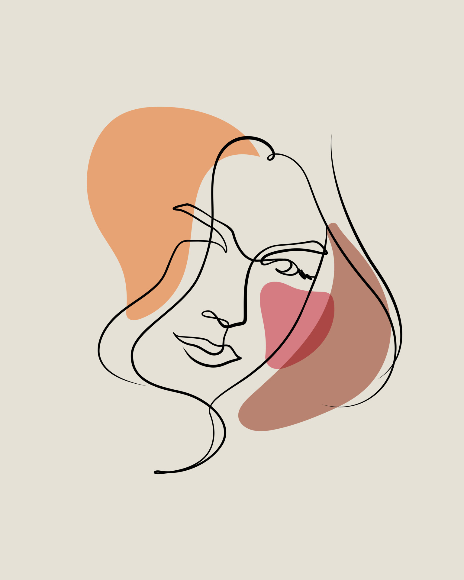 woman face line art flourish vector illustration 7620167 Vector Art at ...