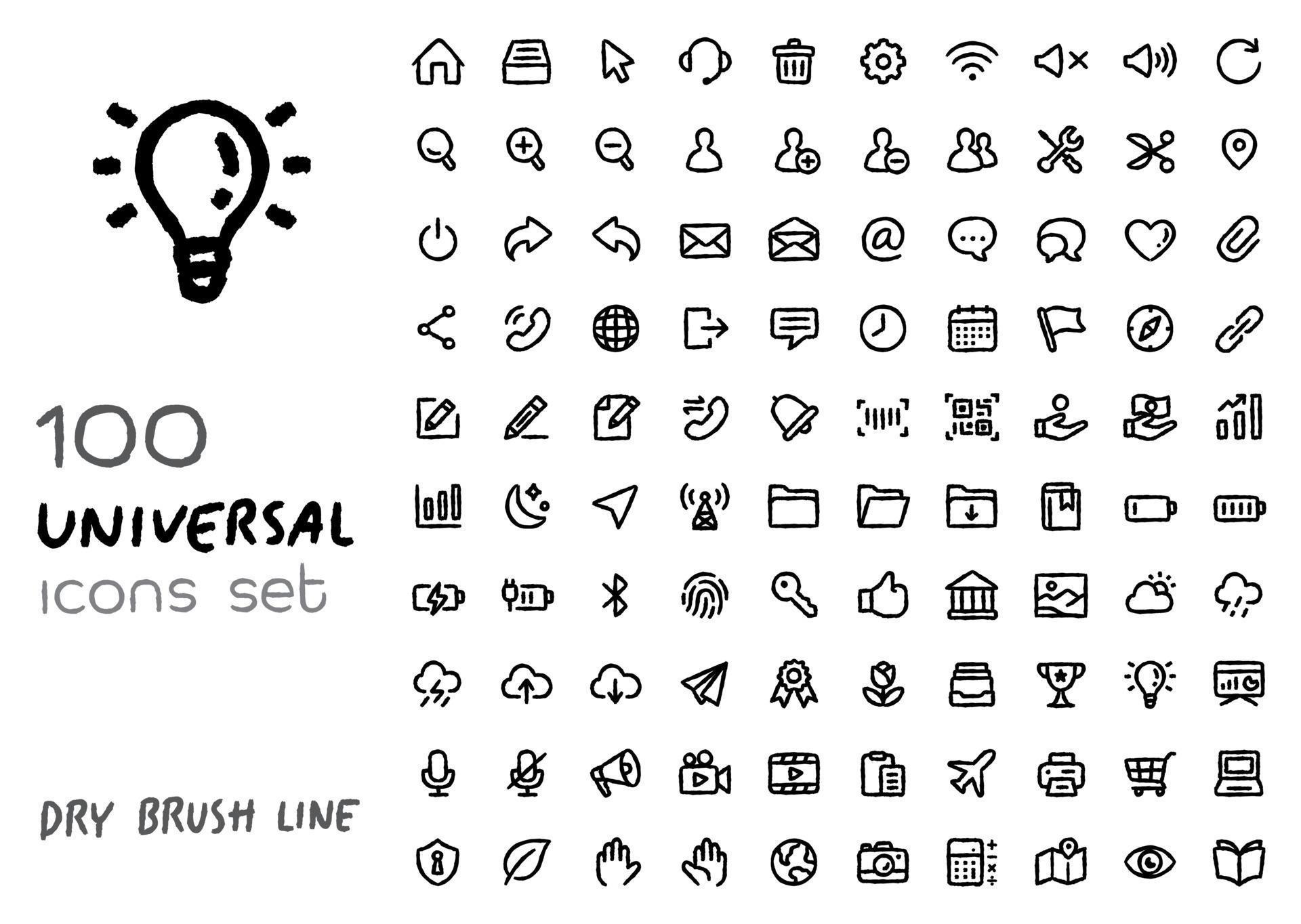 set of universal icons for web application, user interface and mobile ...
