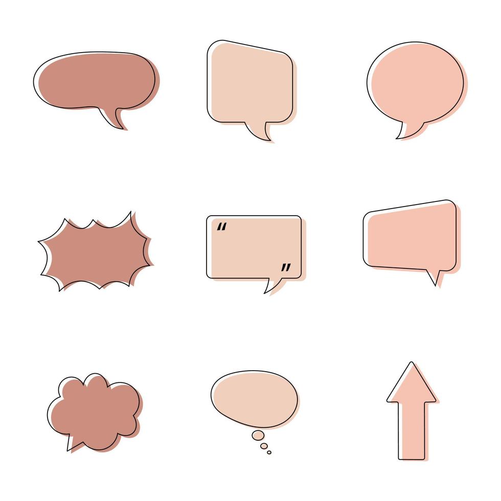 modern set of speech bubble frames for comic text isolated white background. Empty outline ...