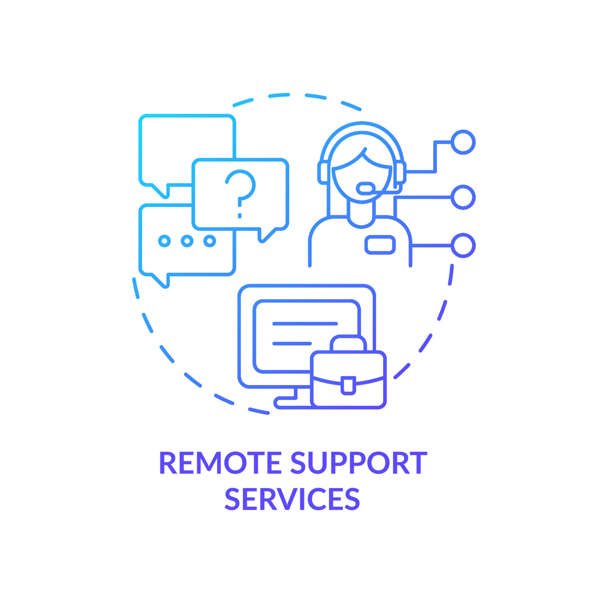 Remote support services blue gradient concept icon. Computer services ...