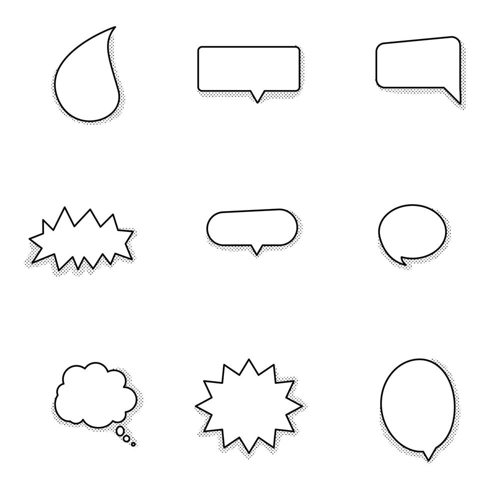 set of speech bubble frame for comic text isolated white background. Empty outline bubble for ...