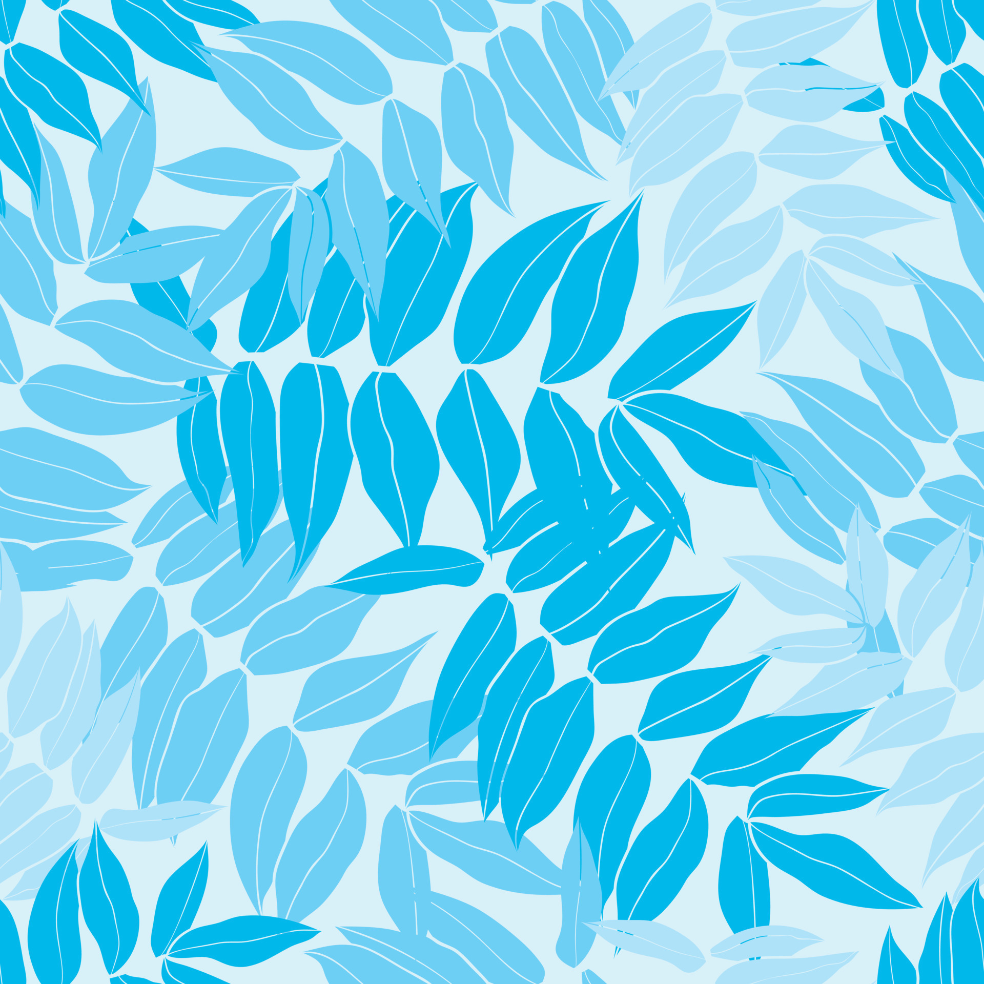 Beautiful leaves seamless pattern design. Vector hand-drawn blue leaves ...