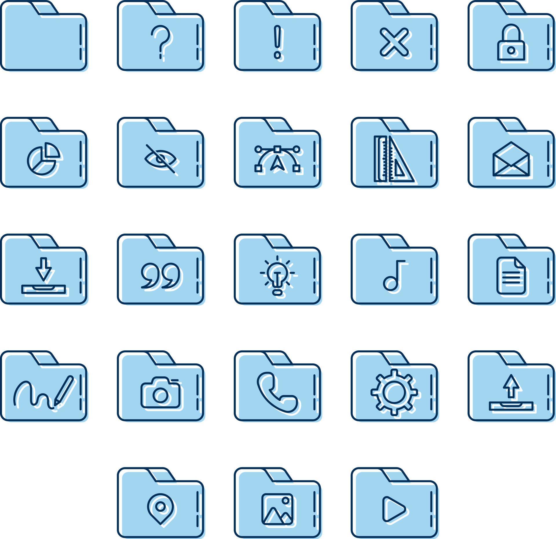 set of folders and tools icons on transparent background 7632451 Vector ...