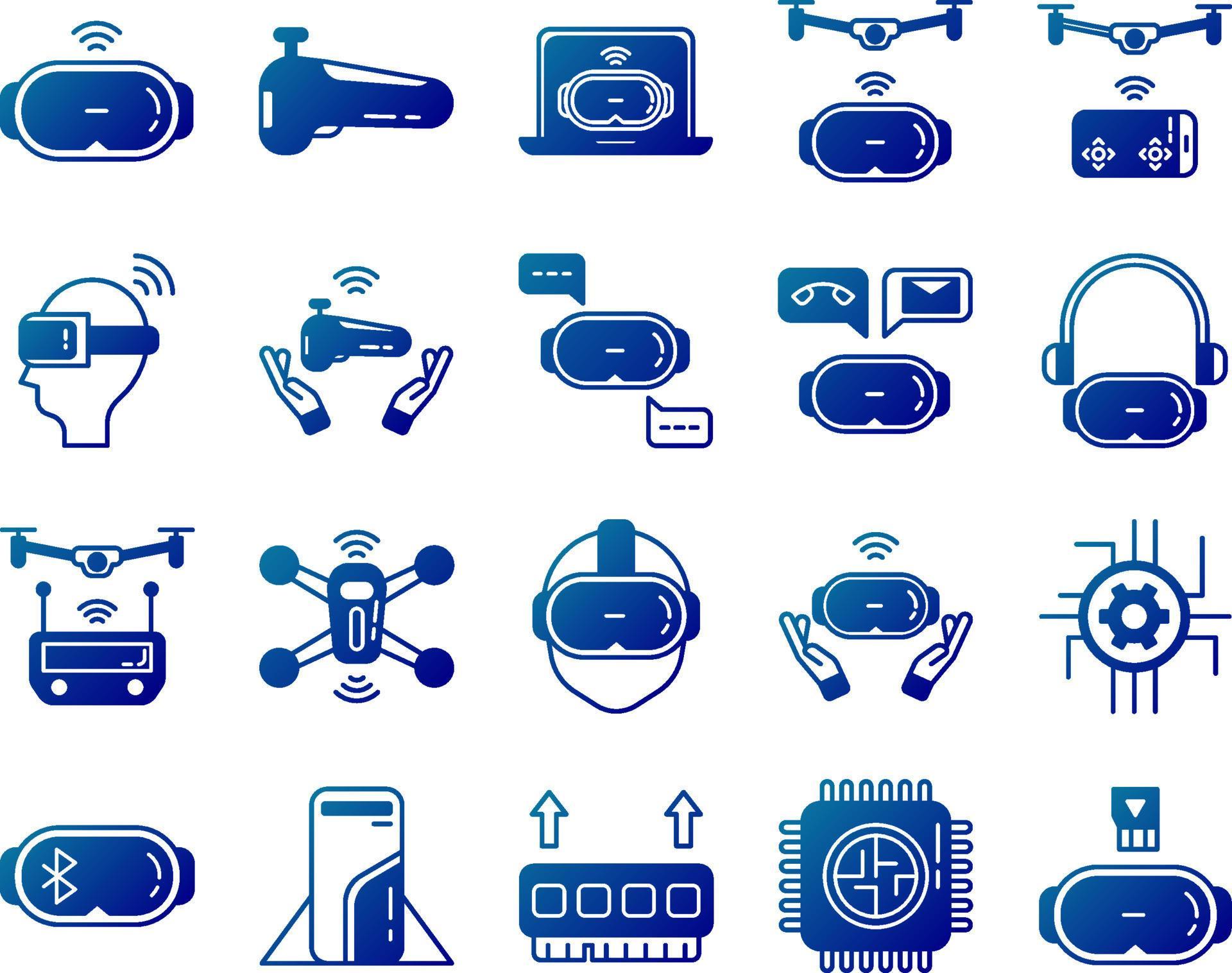 advanced technology icon set on transparent background 7632508 Vector ...