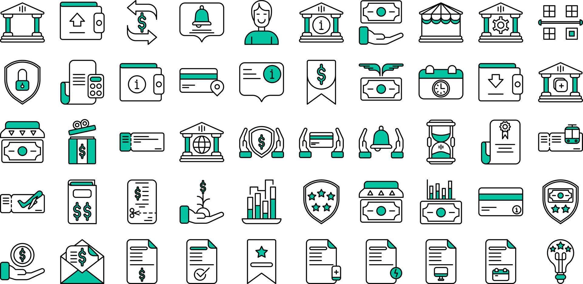 set of finance and business icons on transparent background 7632576 ...