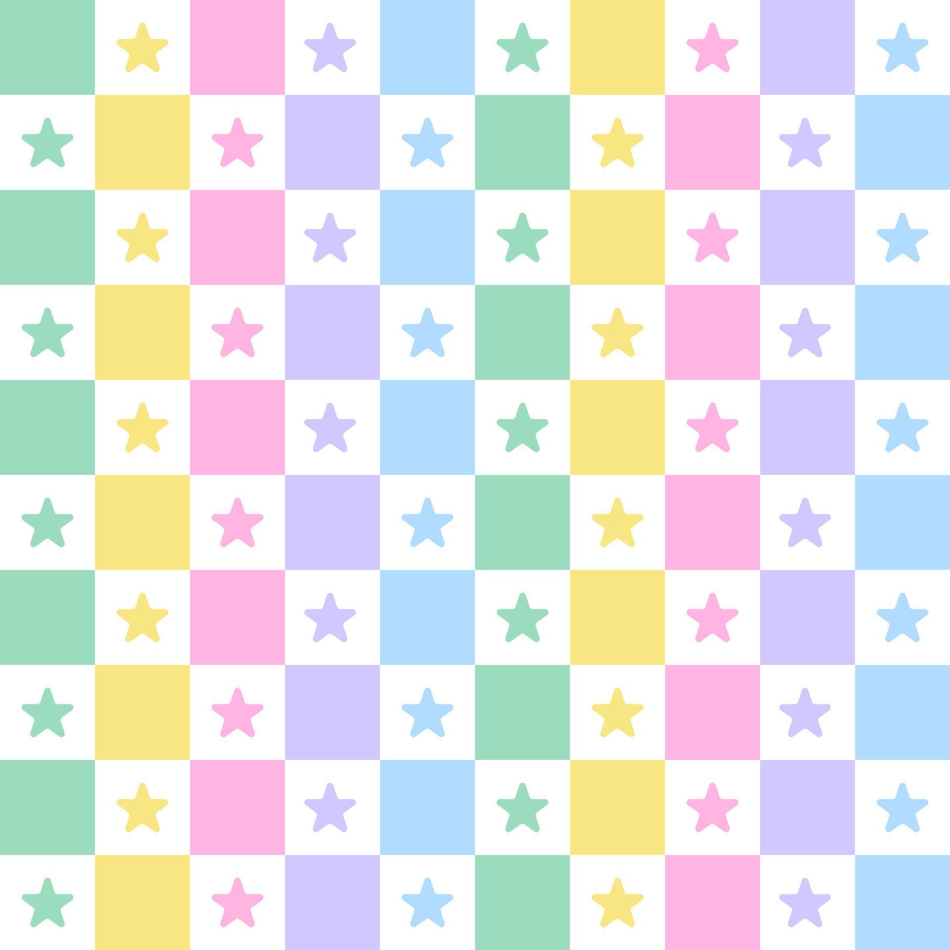 Pastel Rainbow Star Shining Sparkle Sky Space Galaxy Check Checkered ...